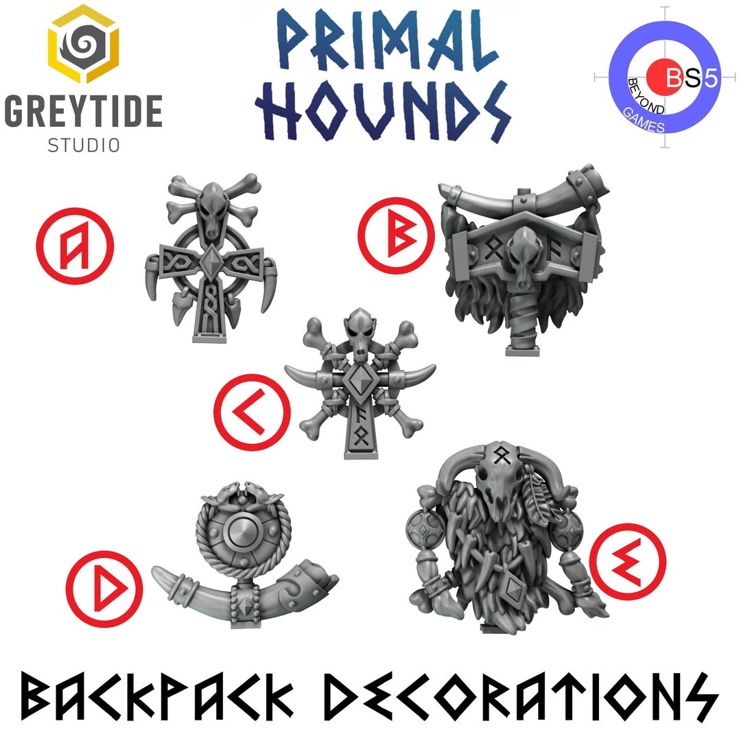 Backpack Decorations Primal Hounds Greytide Studio - Etsy
