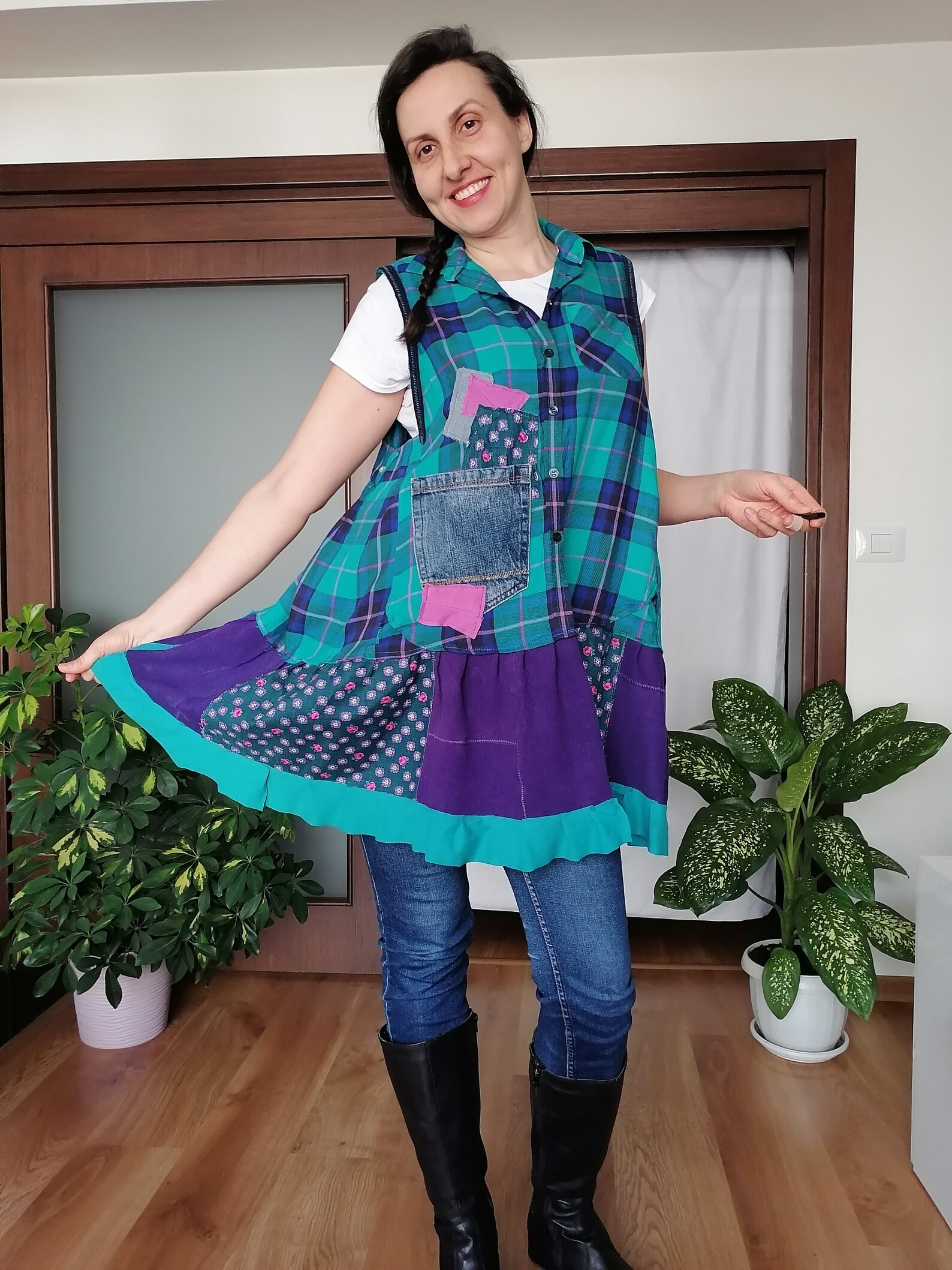 Upcycled Tunic, Shabby Chic Top ,funky Sleeveless Tunic, Crazy Top ...