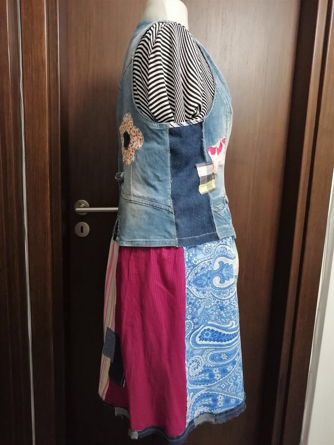 Vest Upcycle Denim Vest Gift for Her Boutique Bohemian Shabby - Etsy