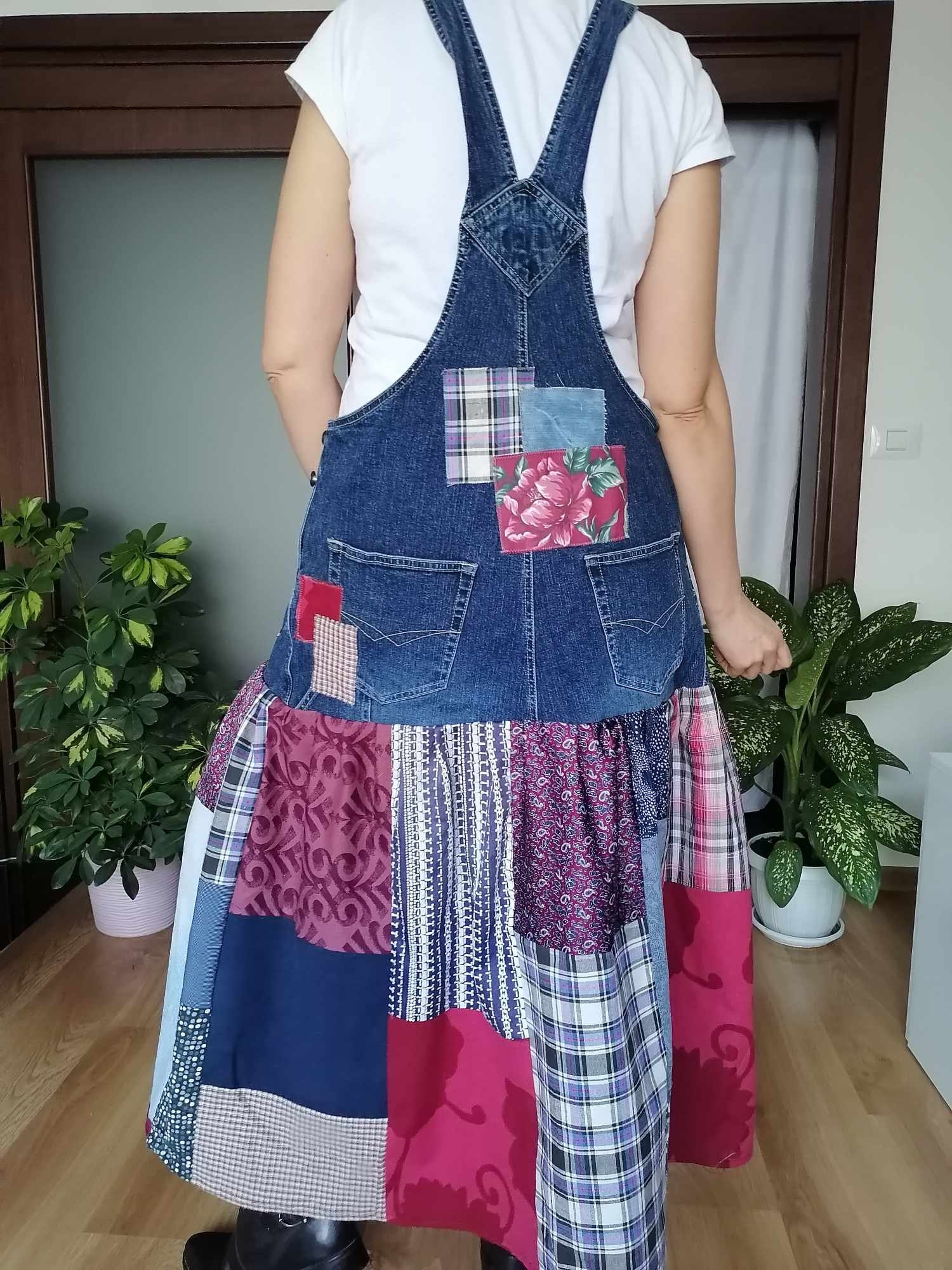 Colorful Jeans Overall Pinafore, Romantic Cottage Boho Hippie Style ...