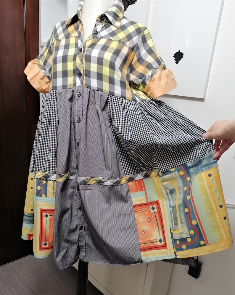 Patchwork Dress Farm Chic Boho Tunic, Upcycled Romantic Gipsy Vintage Tunic, Unique Gift for Her ...