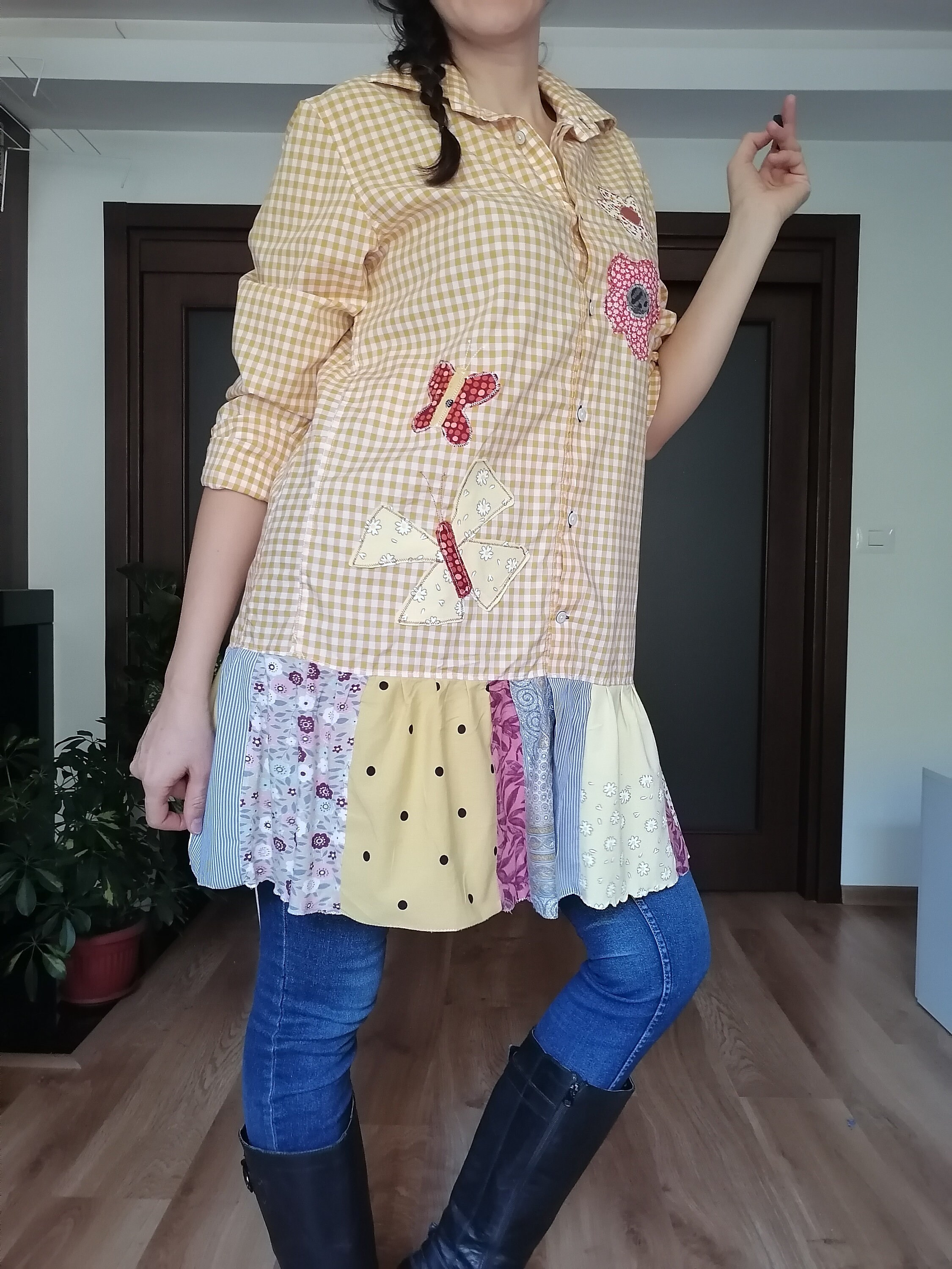 Tunic Gypsy Hippie Floral Top Applique Bohemian Chic Top - Etsy