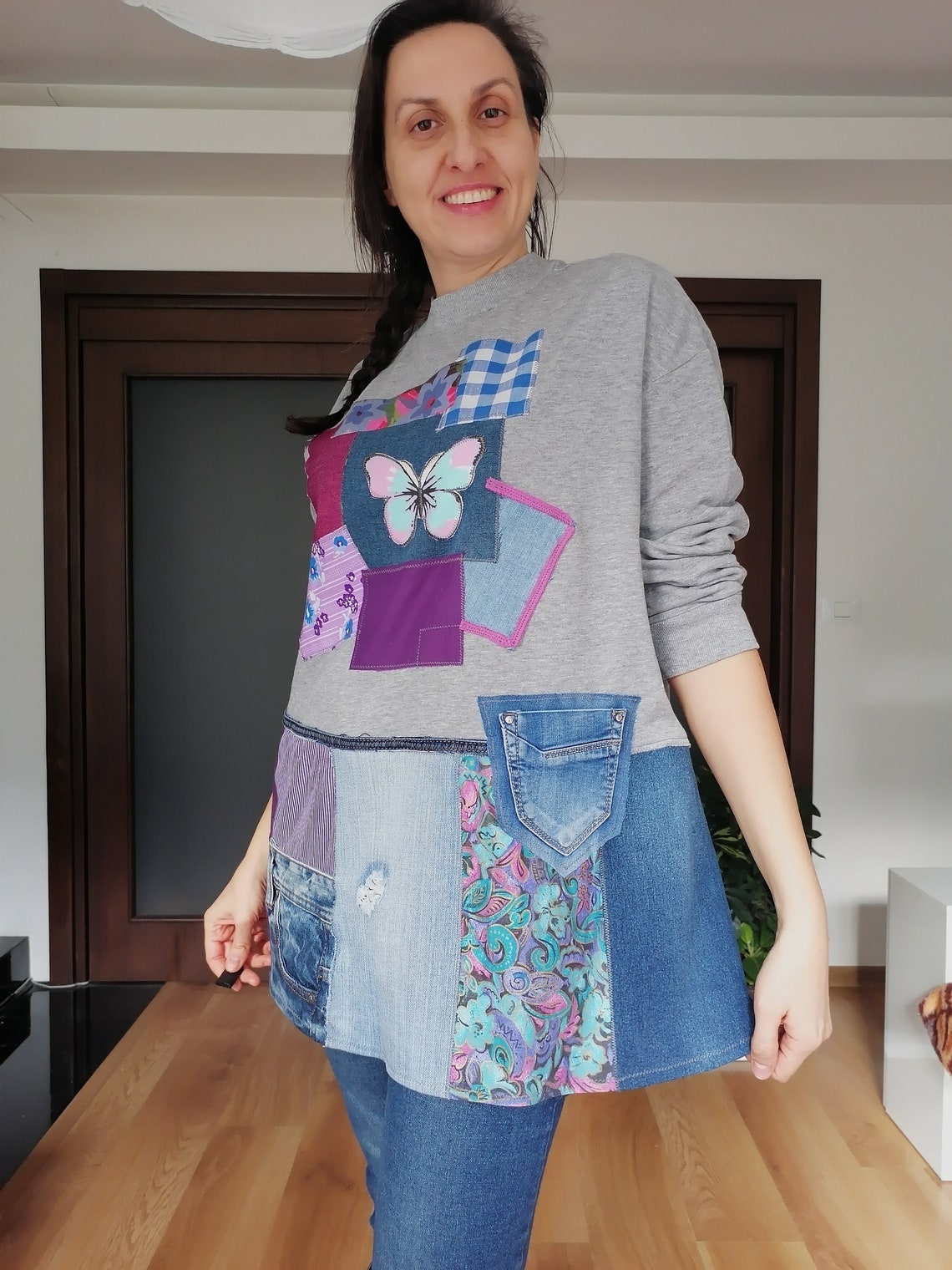 Upcycled Whimsy Sweatshirt Bohemian Shabby Chic Top Gift for - Etsy