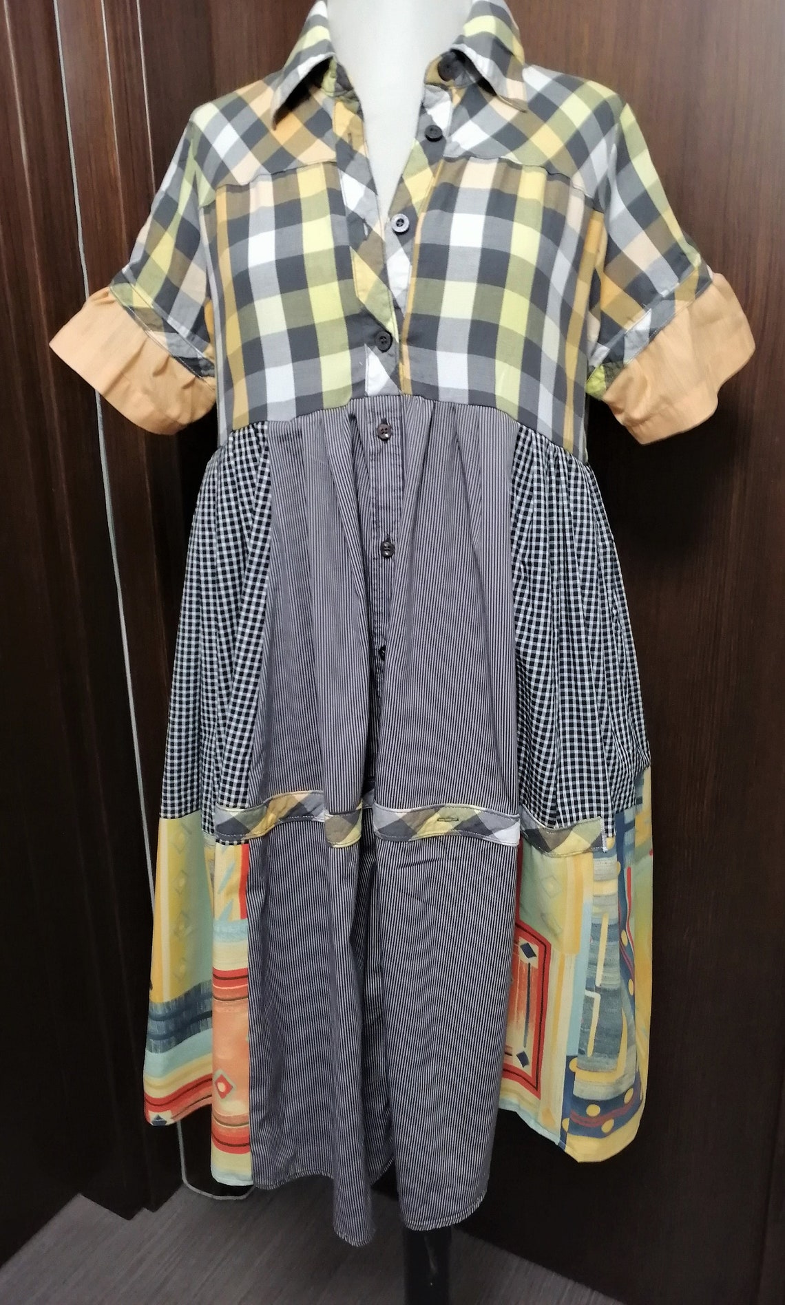 Patchwork Dress Farm Chic Boho Tunic, Upcycled Romantic Gipsy Vintage ...