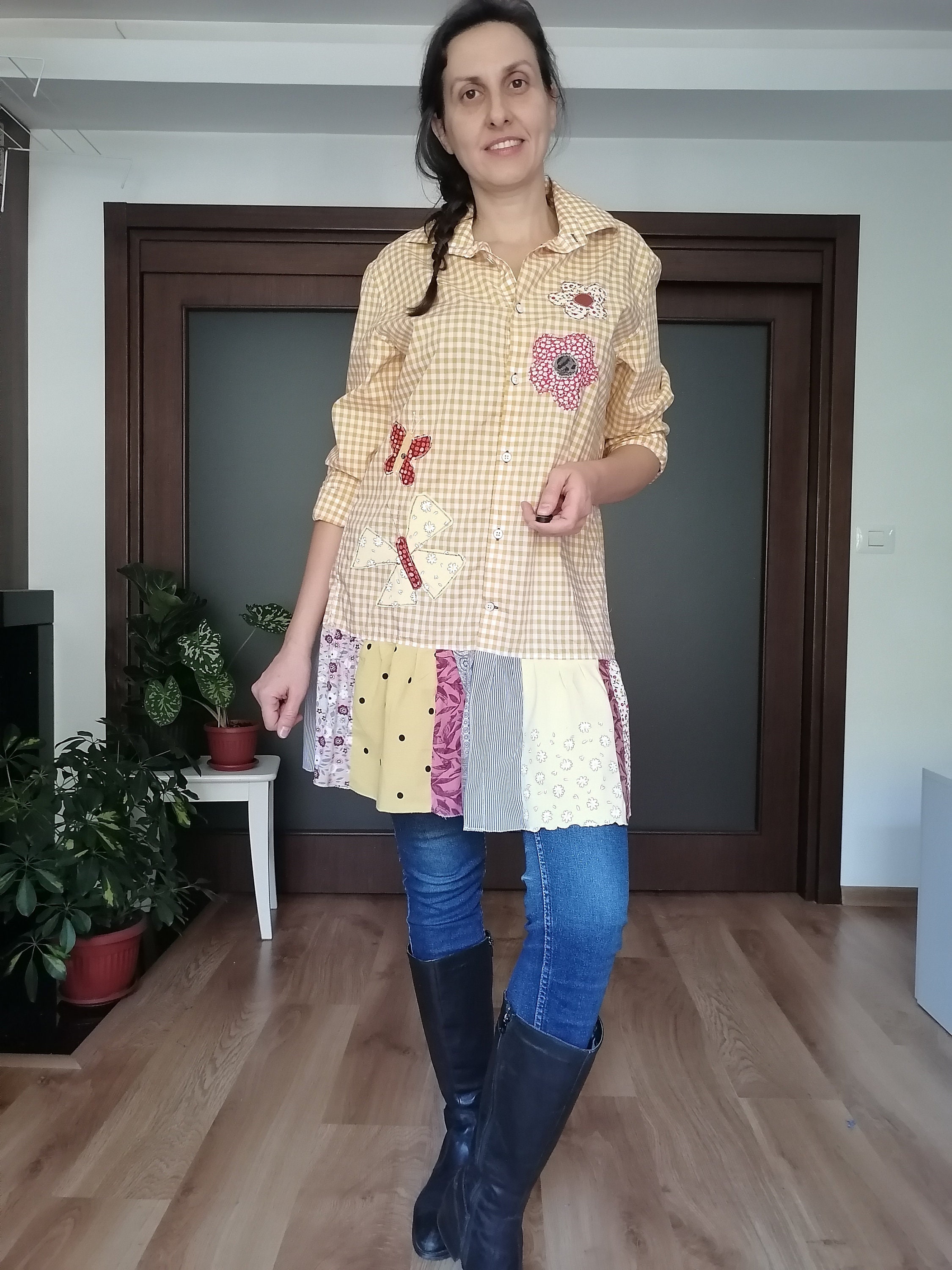 Tunic Gypsy Hippie Floral Top Applique Bohemian Chic Top - Etsy