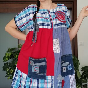 Upcycled Boho Duster Hippie Tunic Funky Patchwork Design Shabby Chic ...