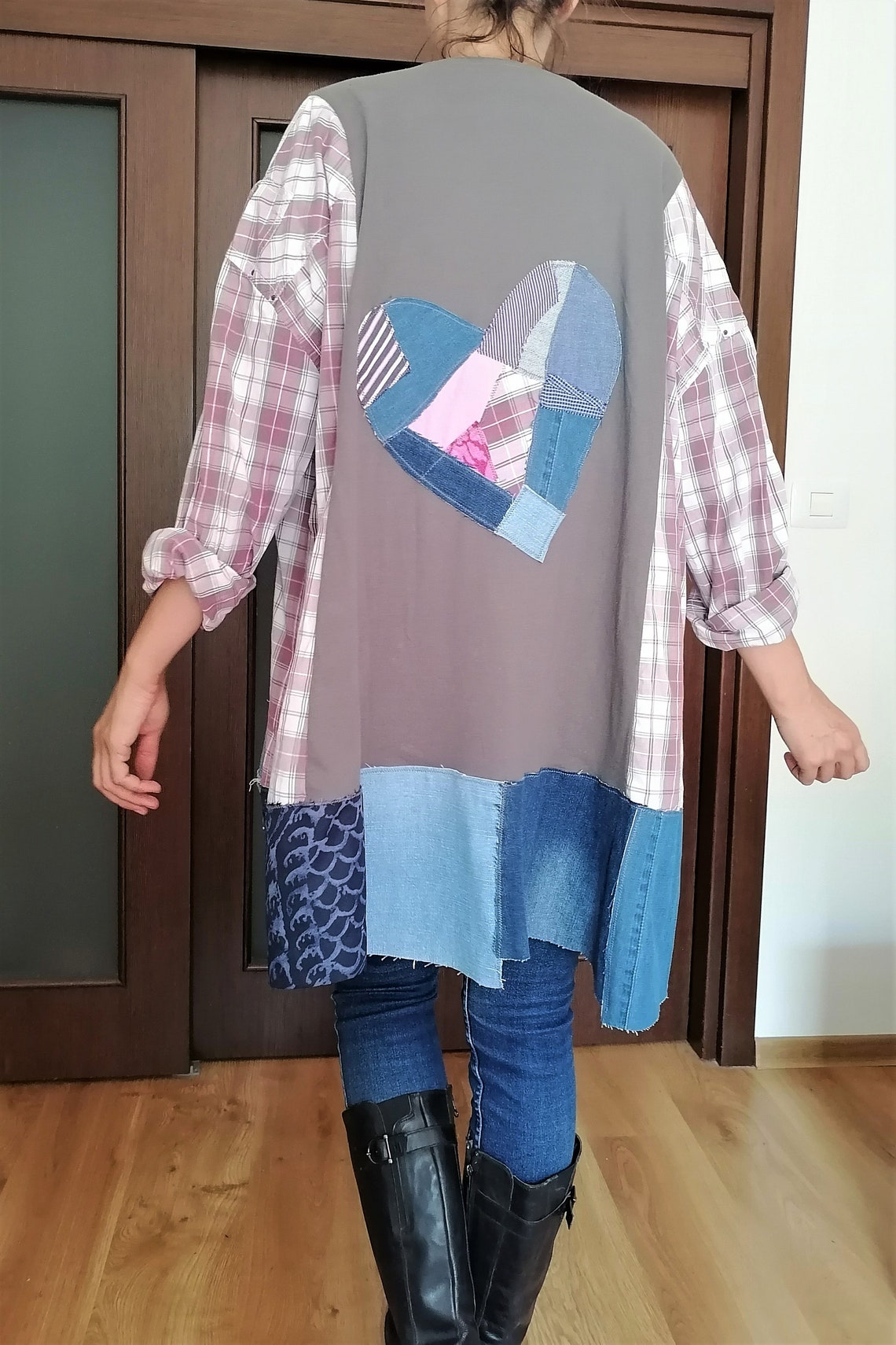 Oversize Funky Tshirt Tunic, Shabby Chic Top, Gift for Her, Patched ...
