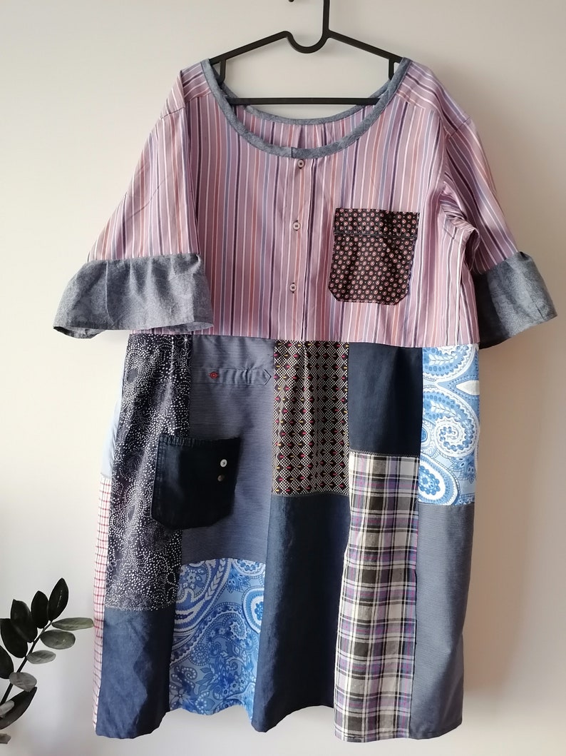 Tunic Upcycled Boho Dress,crazy Patched Tunic ,bohemian Style Long Top, Hippie Duster, Farm Chic ...