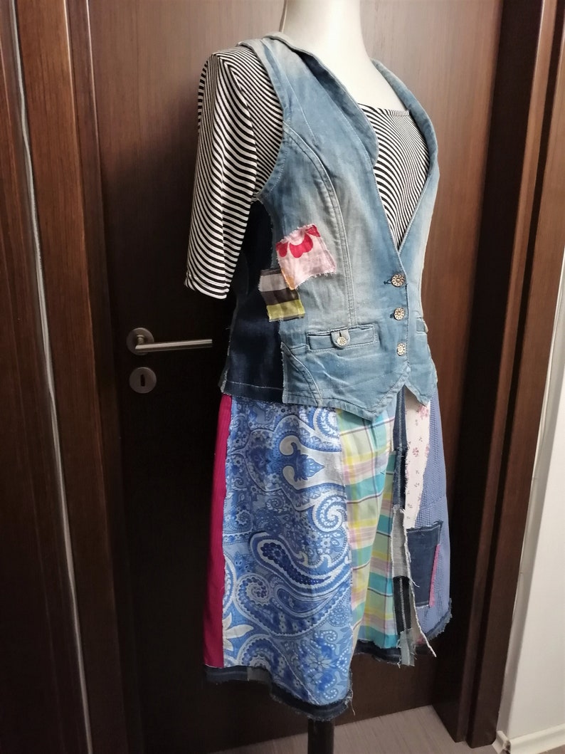Vest Upcycle Denim Vest Gift for Her Boutique Bohemian Shabby - Etsy
