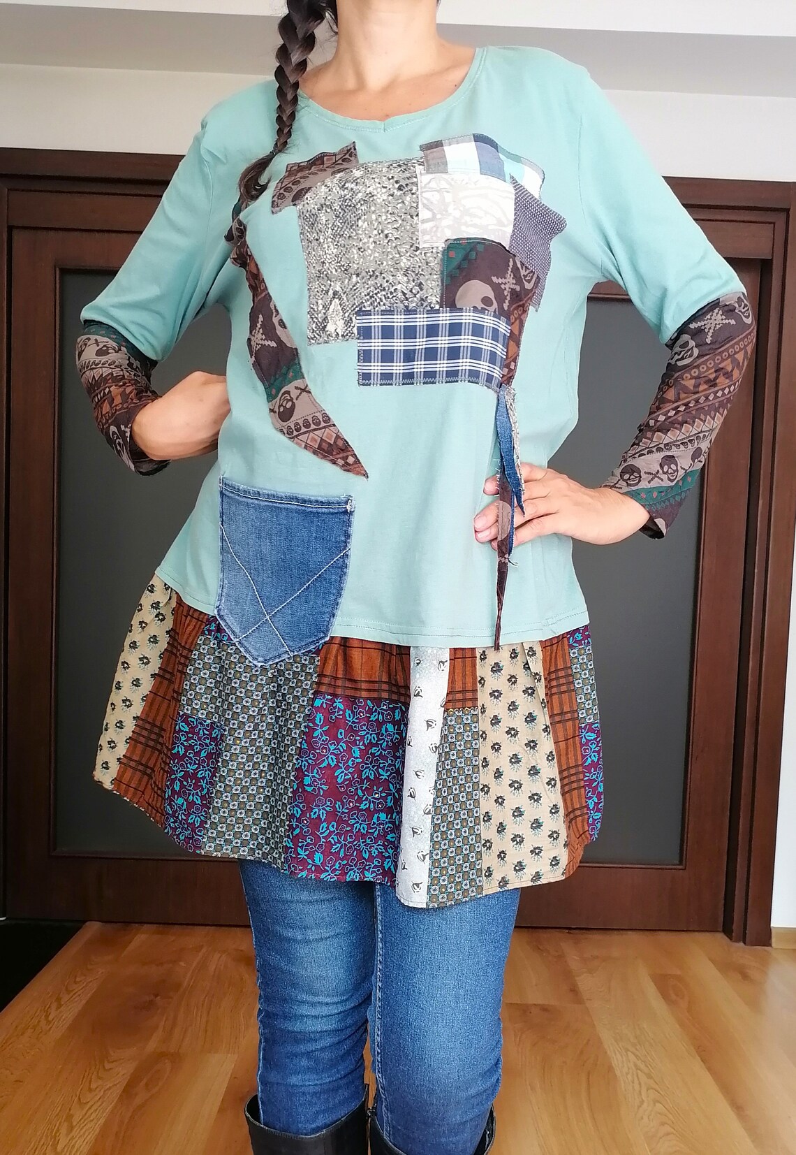 Upcycled Tunic Unique Funky Duster Design, Great for Boho Chic Outfits ...