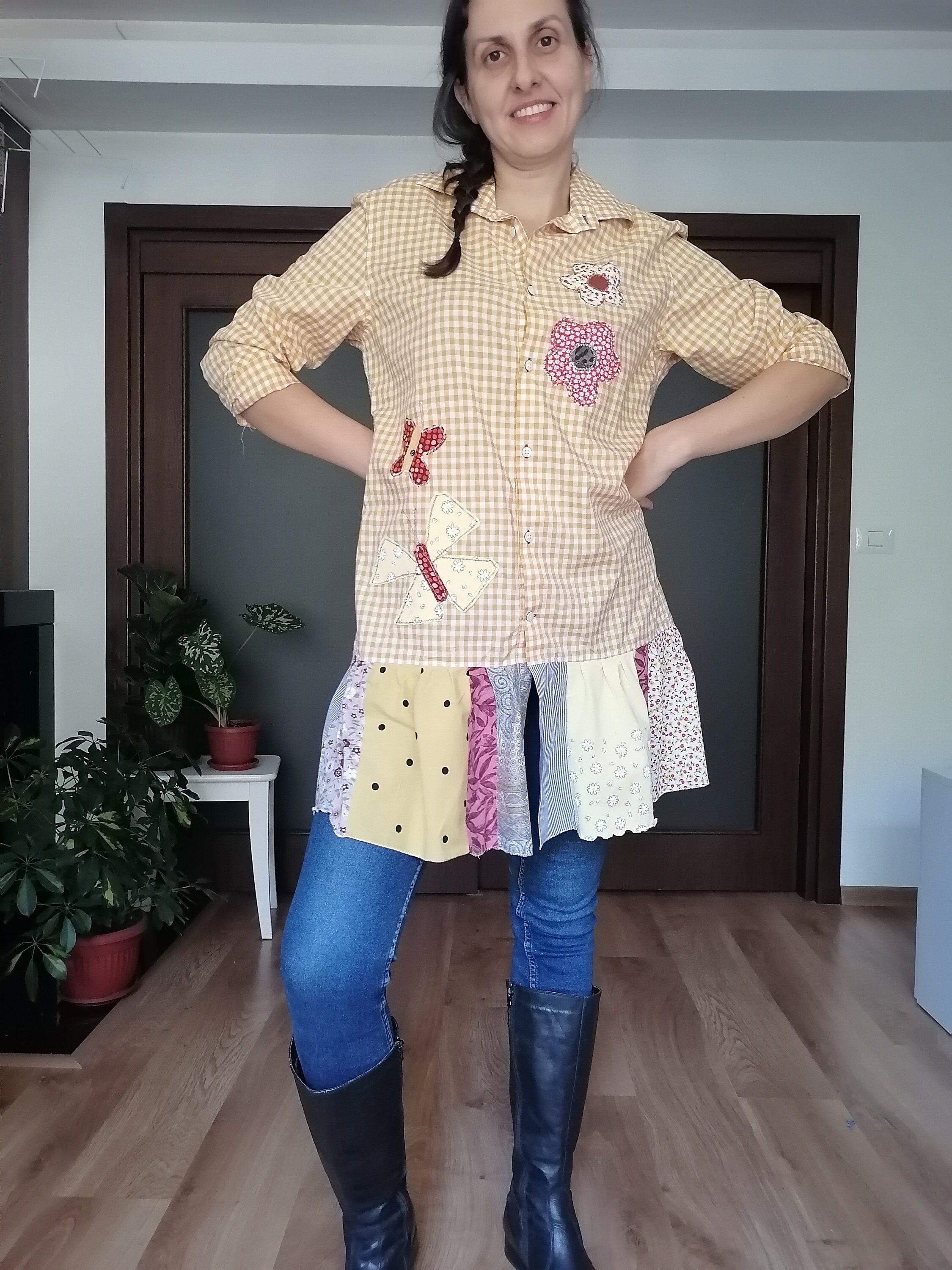 Tunic Gypsy Hippie Floral Top Applique Bohemian Chic Top - Etsy