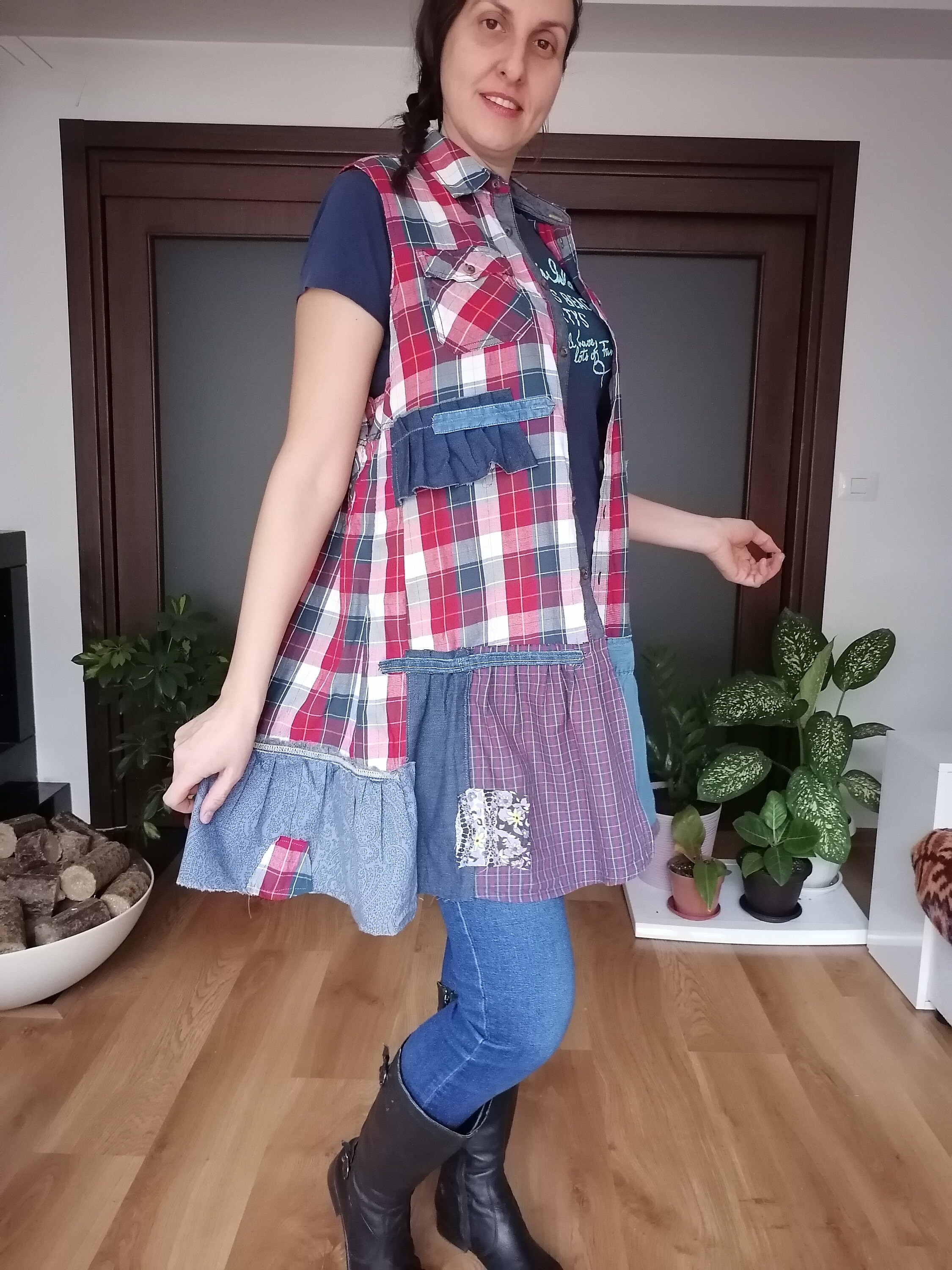 Reworked Shirt Farm Chic Tunic Festival Wear Upcycled Tunic Shabby Chic ...