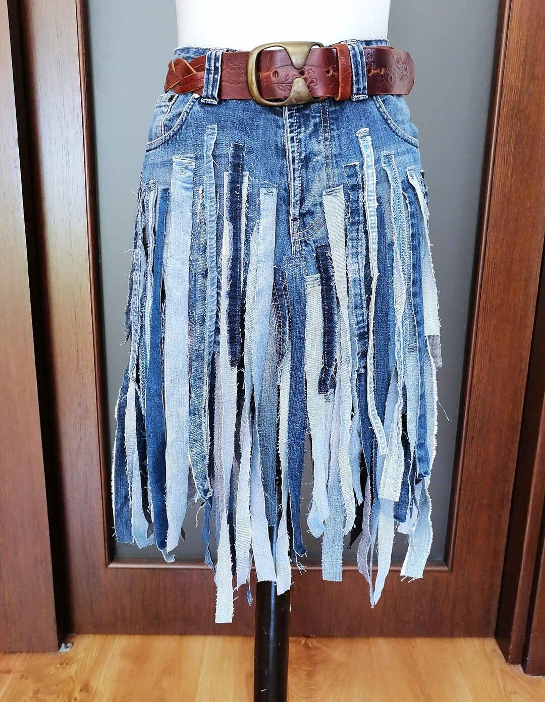 Upcycled Fringes Skirt - Extravagant Boho Western Custom Order - Multi-length Mini Midi Maxi ...