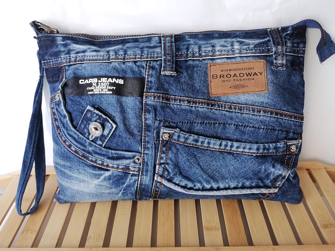 Wristlet Chic Jeans Clutch Tablet Accessories Patchwork Pouch Bag ...