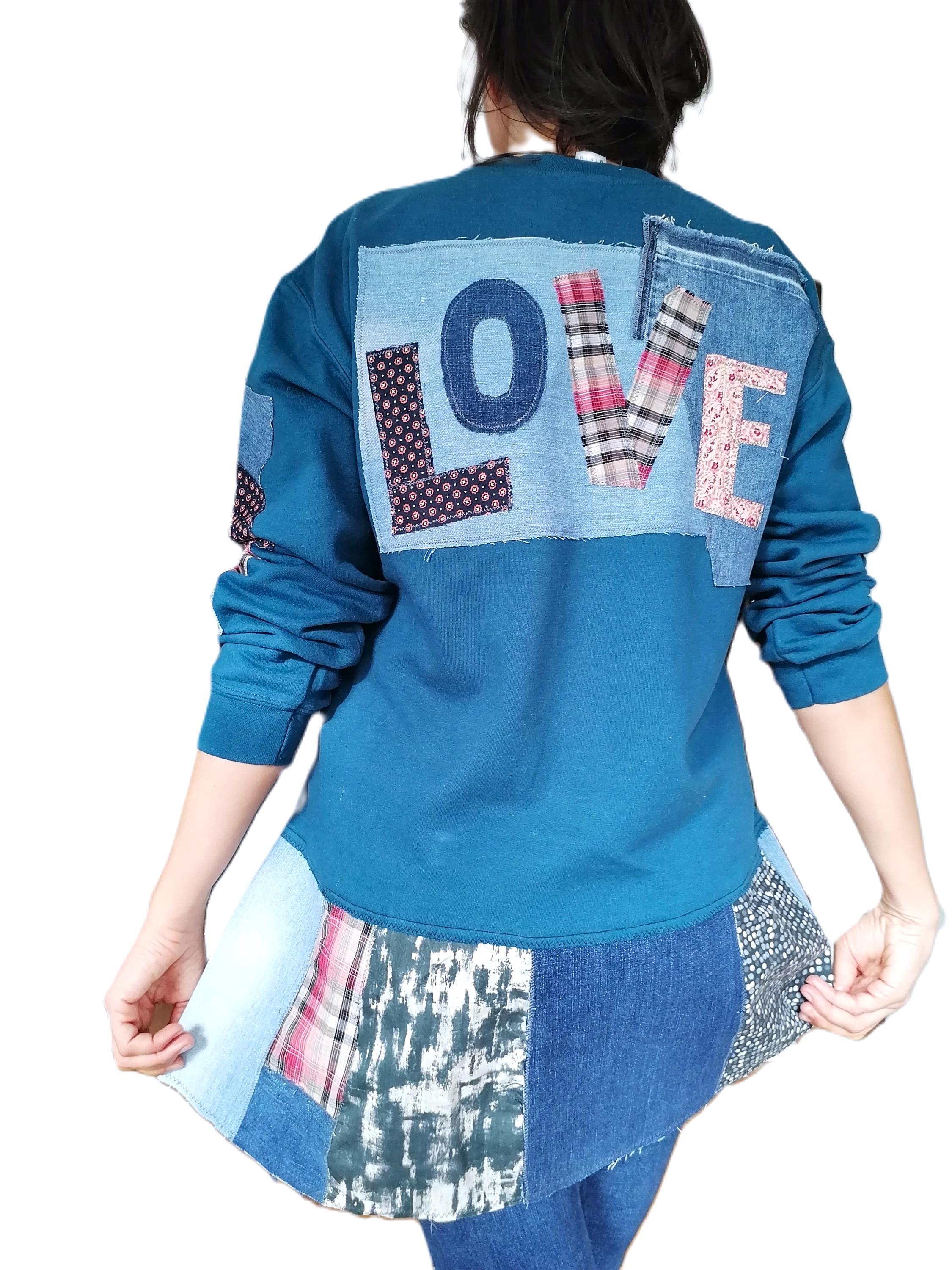 Sweatshirt Top Upcycled Boho Tunic, Flannel Bohemian Hippie Outfit for ...