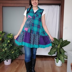 Upcycled Tunic, Shabby Chic Top ,funky Sleeveless Tunic, Crazy Top ...