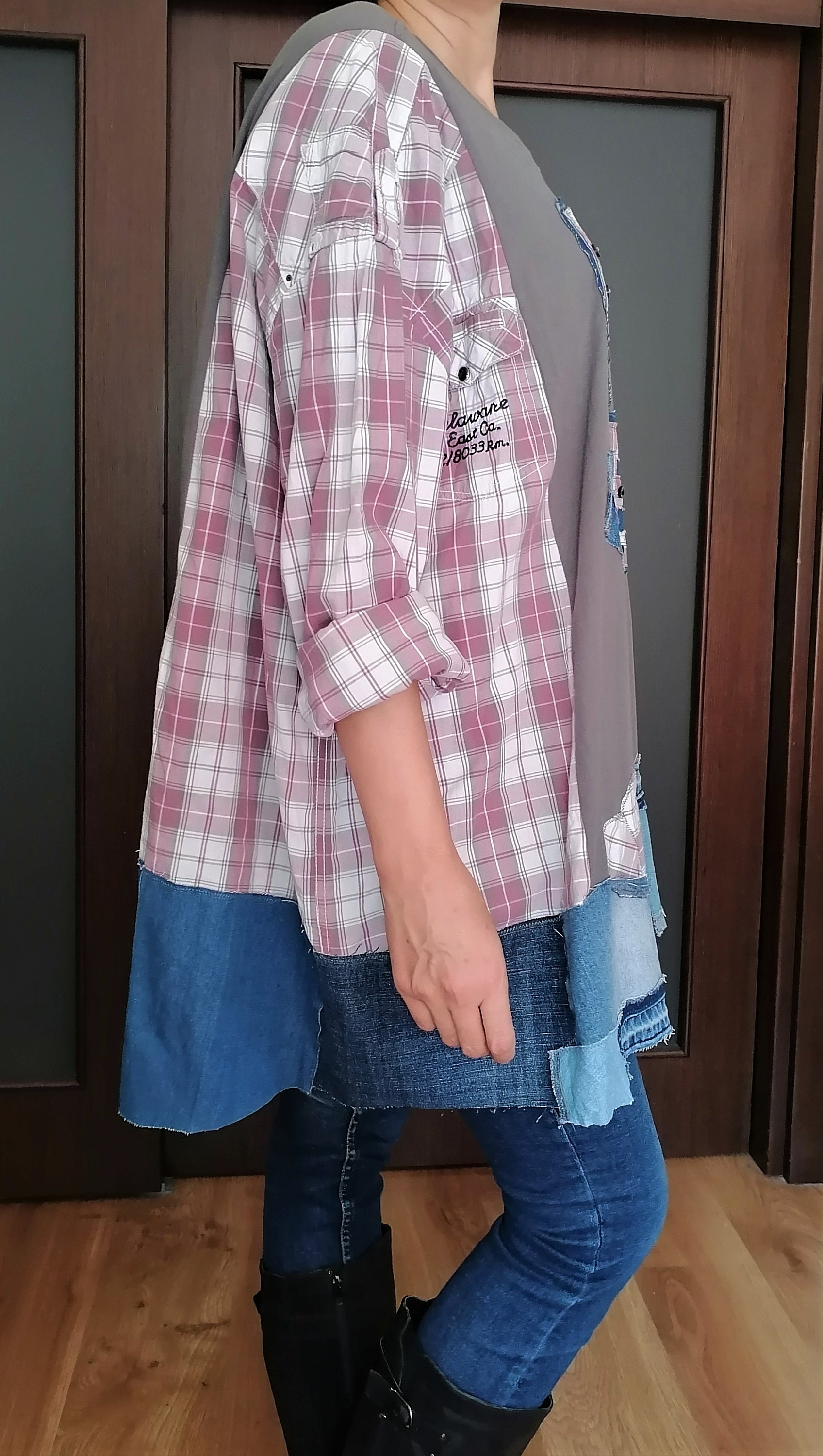 Oversize Funky Tshirt Tunic, Shabby Chic Top, Gift for Her, Patched ...