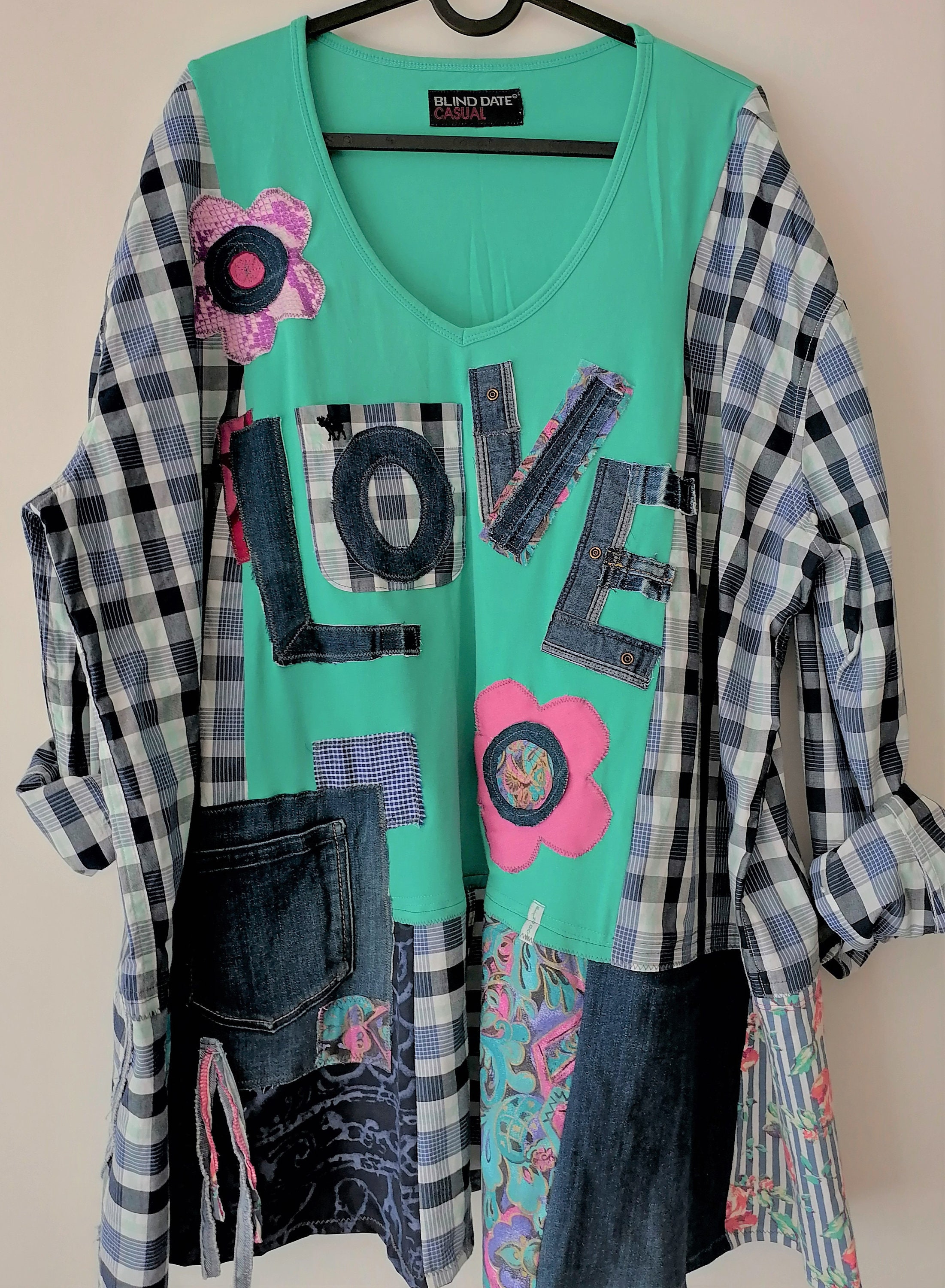 Upcycled Whimsy Boho Tunic, Oversize Shabby Chic Top ,crazy Funky ...