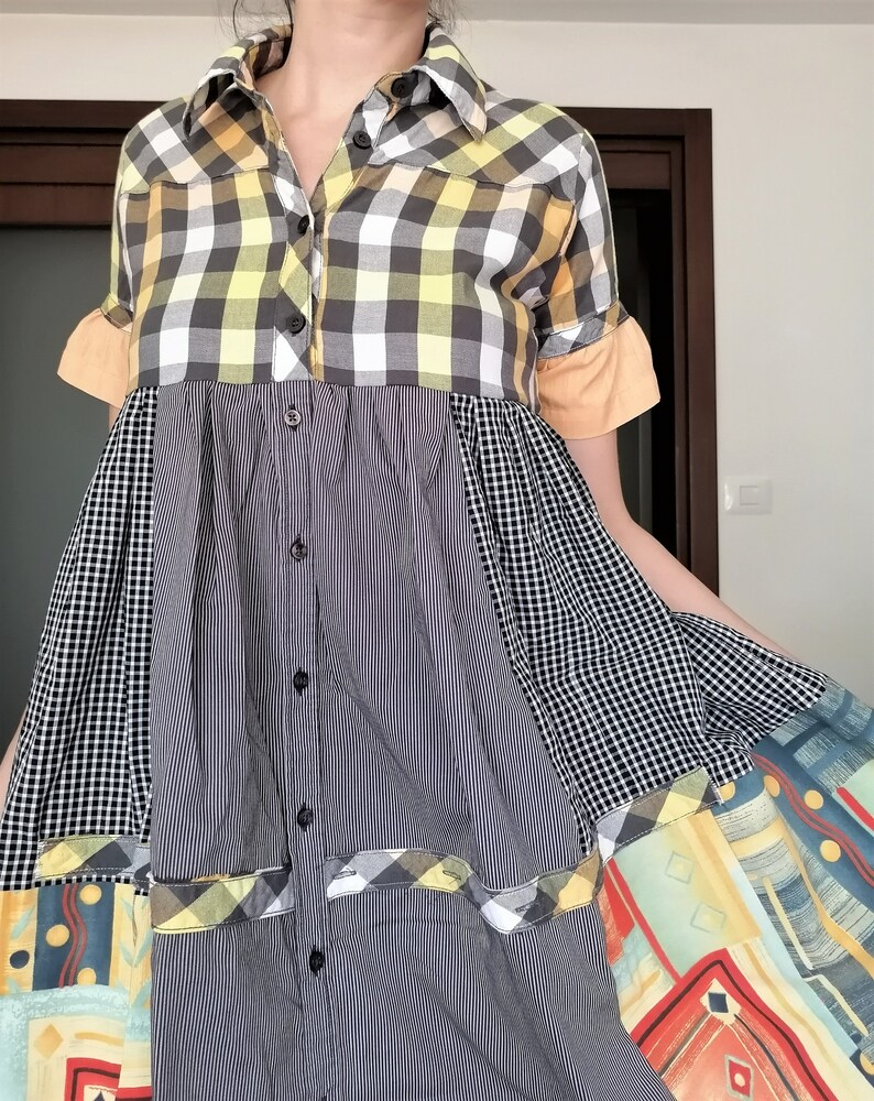 Patchwork Dress Farm Chic Boho Tunic, Upcycled Romantic Gipsy Vintage Tunic, Unique Gift for Her ...