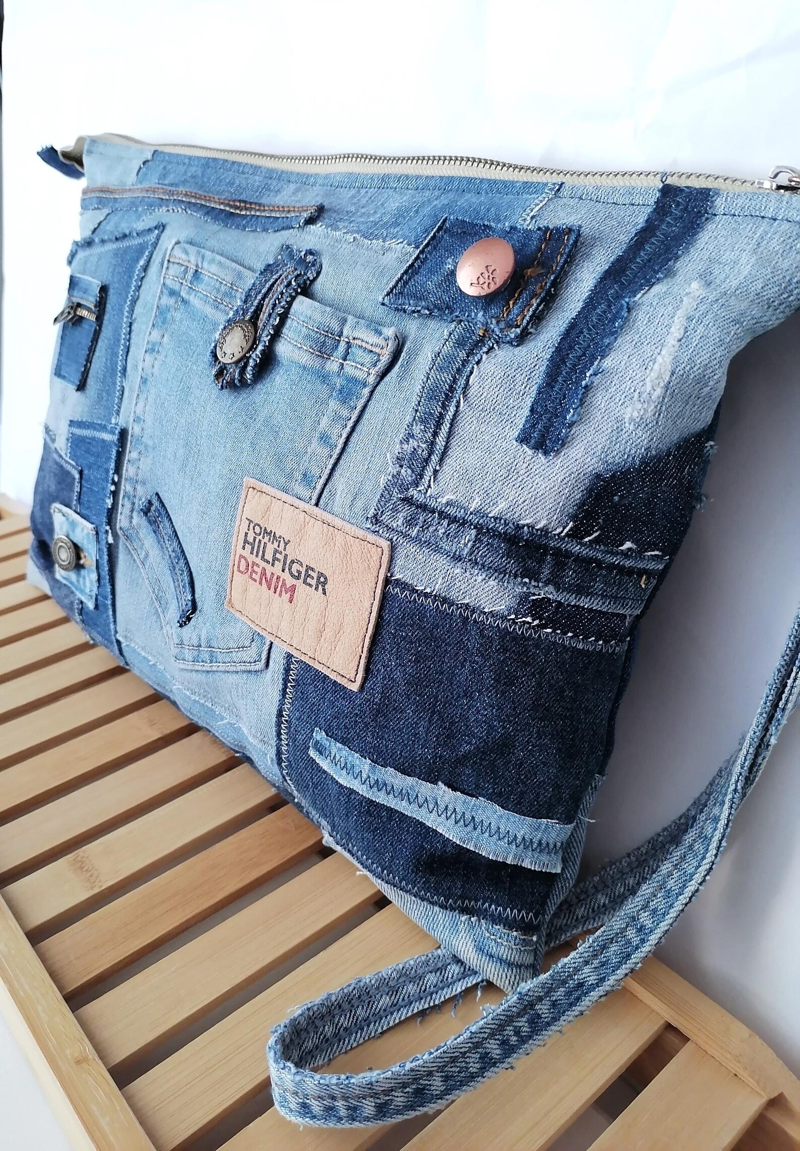 Accessories Patchwork Pouch Jeans Boho Purse Denim Clutch Jeans Tablet ...