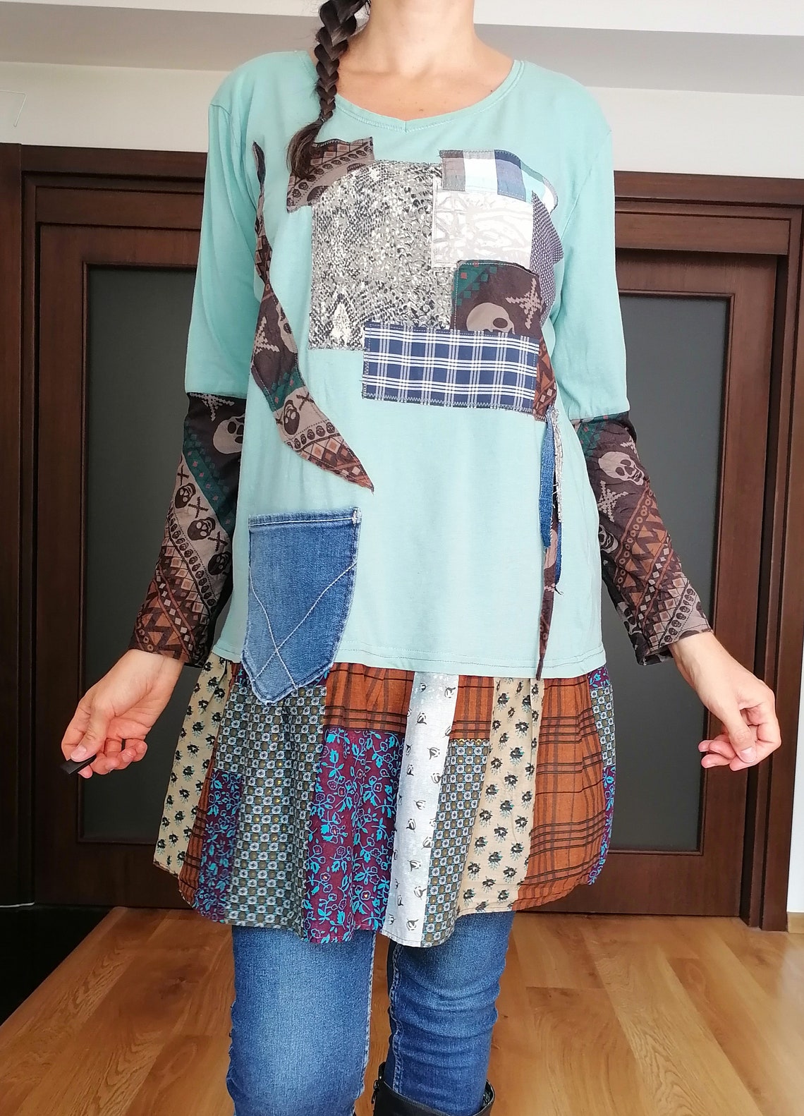 Upcycled Tunic Unique Funky Duster Design, Great for Boho Chic Outfits ...