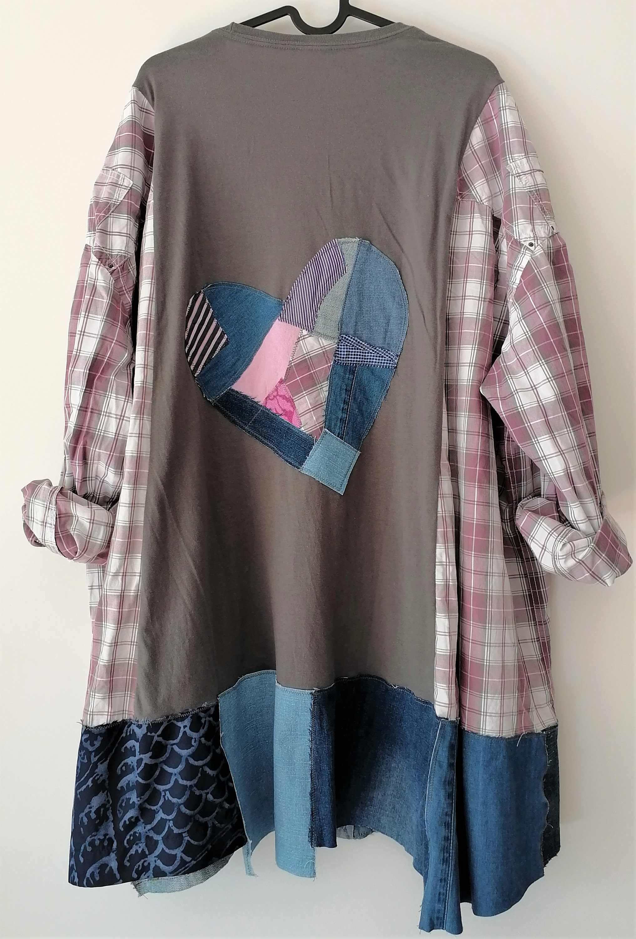 Oversize Funky Tshirt Tunic, Shabby Chic Top, Gift for Her, Patched ...