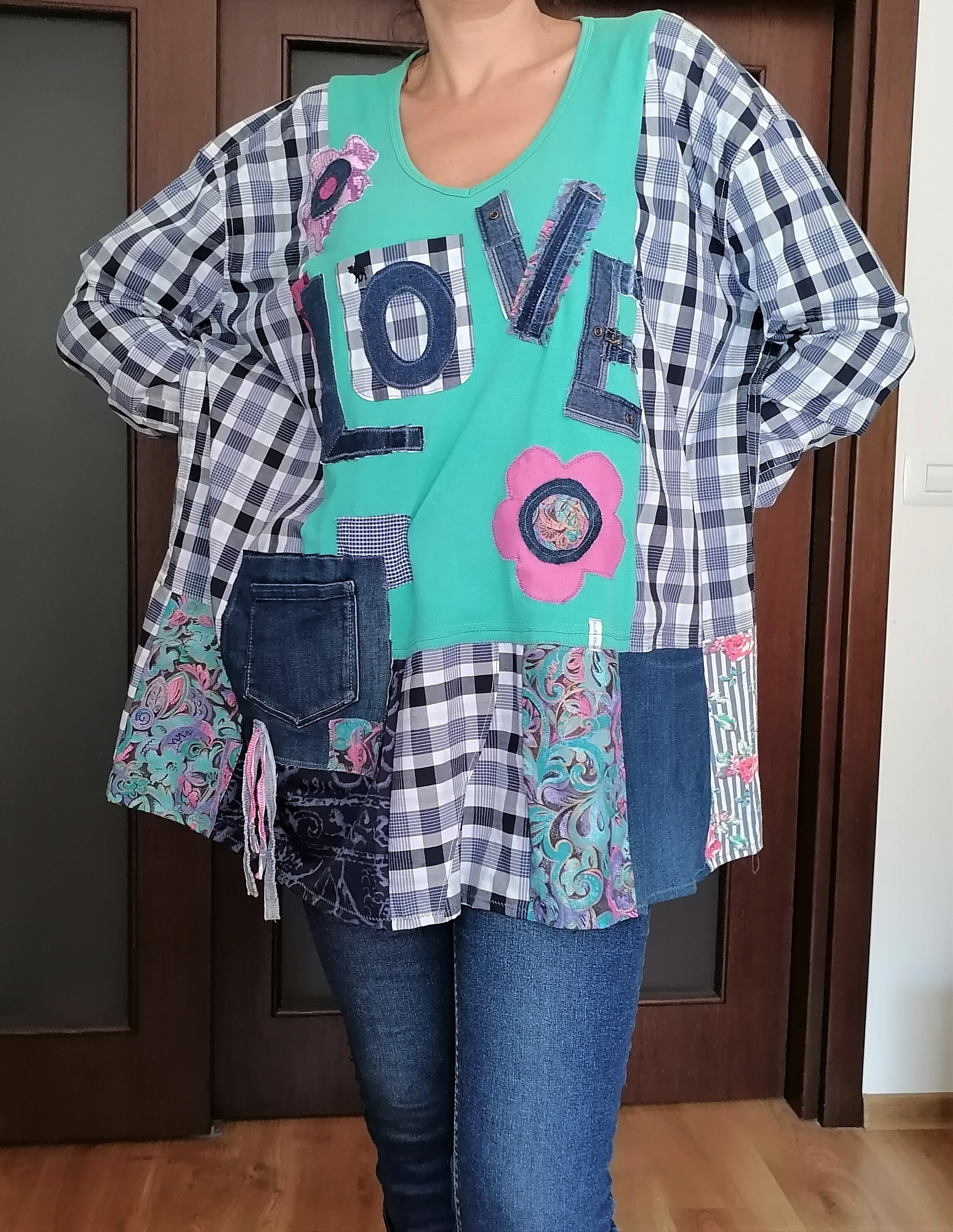 Upcycled Whimsy Boho Tunic, Oversize Shabby Chic Top ,crazy Funky ...
