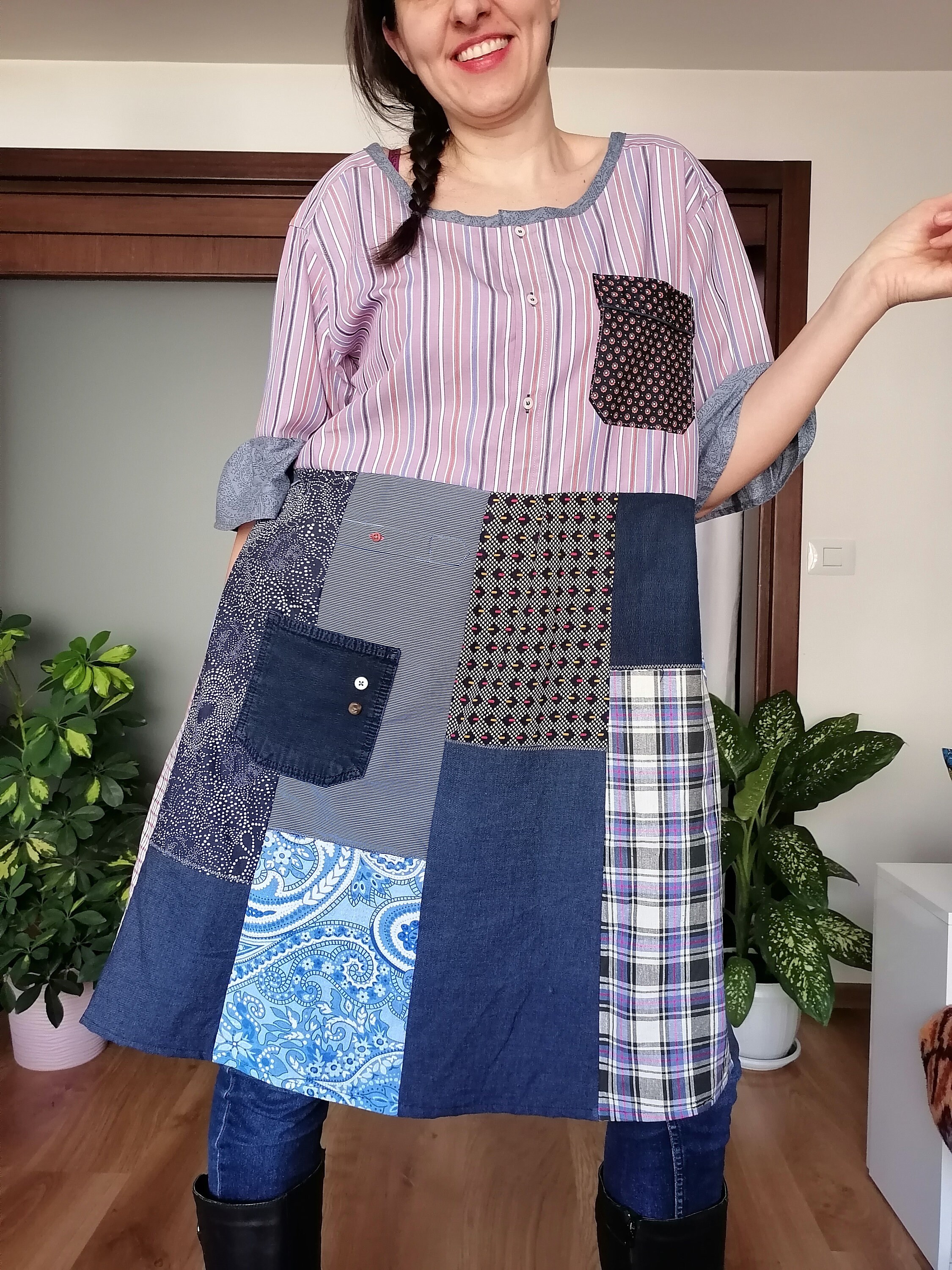 Tunic Upcycled Boho Dress,crazy Patched Tunic ,bohemian Style Long Top, Hippie Duster, Farm Chic ...