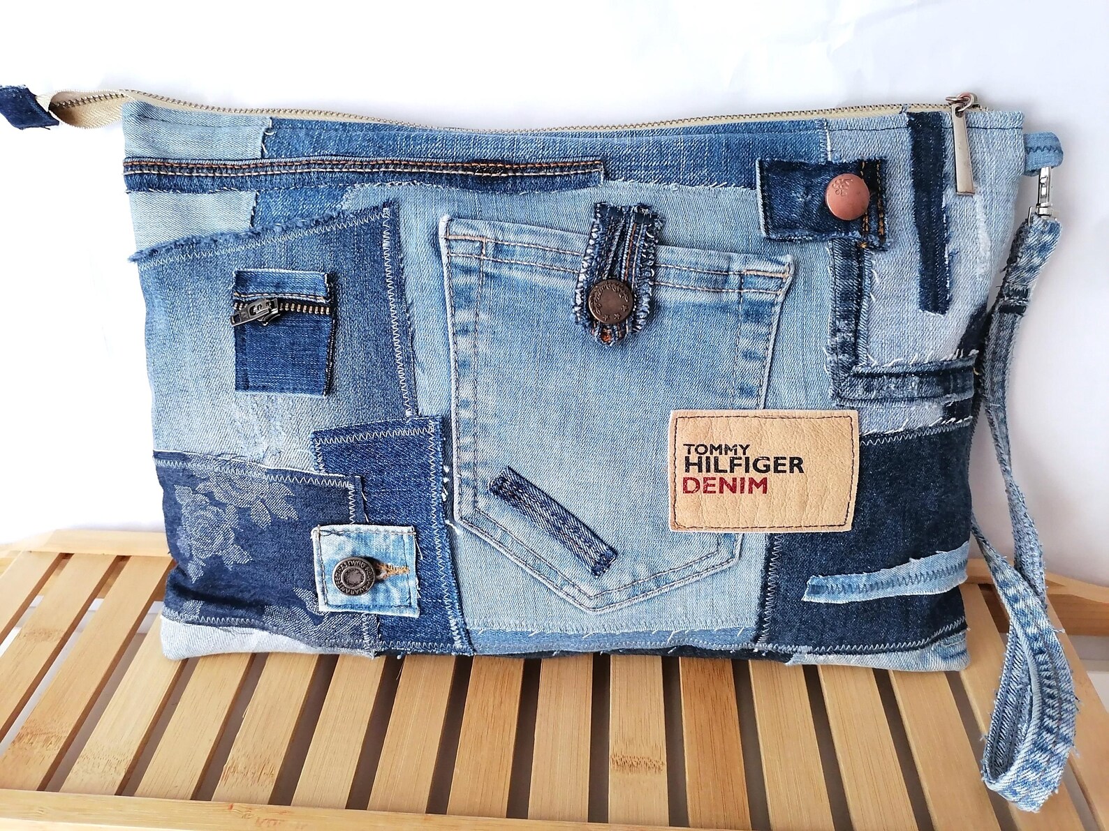 Accessories Patchwork Pouch Jeans Boho Purse Denim Clutch Jeans Tablet ...