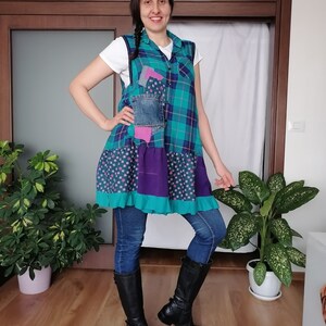 Upcycled Tunic, Shabby Chic Top ,funky Sleeveless Tunic, Crazy Top ...