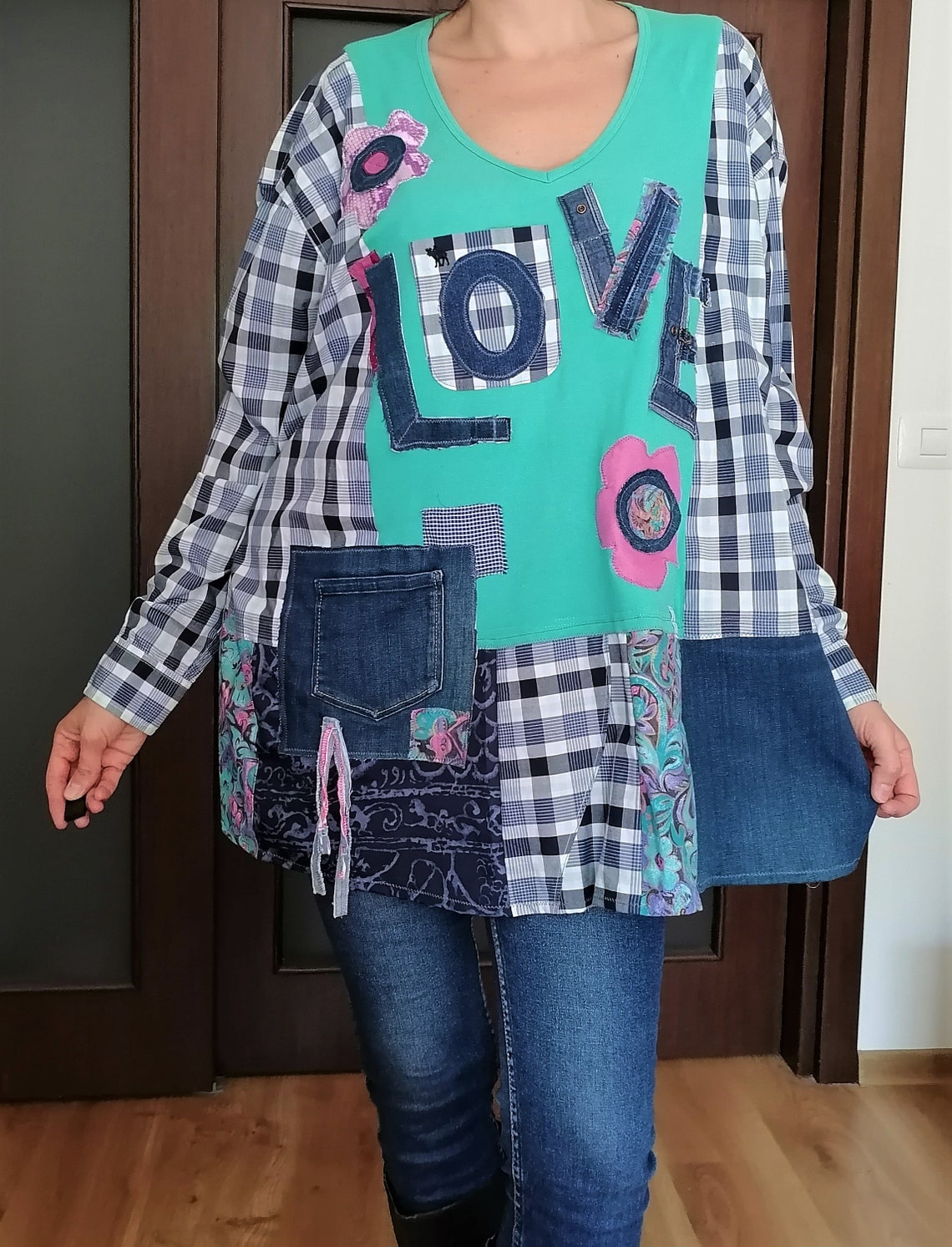 Upcycled Whimsy Boho Tunic, Oversize Shabby Chic Top ,crazy Funky ...