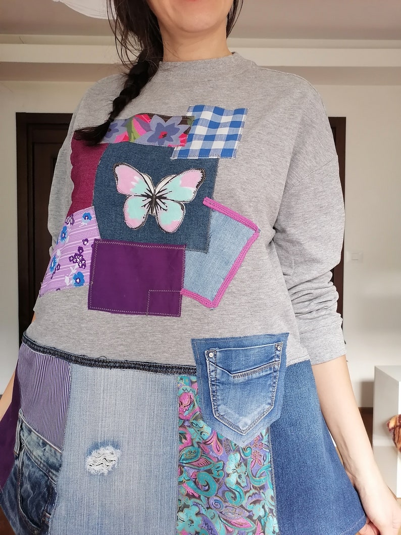 Upcycled Whimsy Sweatshirt Bohemian Shabby Chic Top Gift for - Etsy