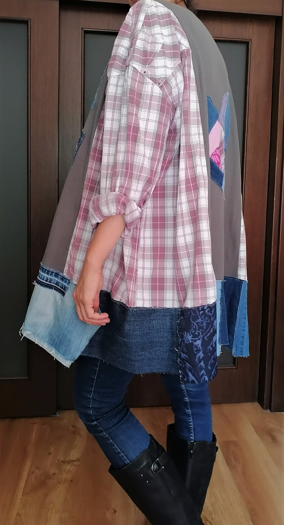 Oversize Funky Tshirt Tunic, Shabby Chic Top, Gift for Her, Patched ...