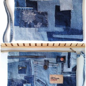 Accessories Patchwork Pouch Jeans Boho Purse Denim Clutch Jeans Tablet ...