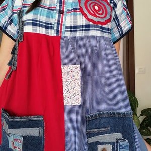 Upcycled Boho Duster Hippie Tunic Funky Patchwork Design Shabby Chic Dress Romantic Top Unique ...