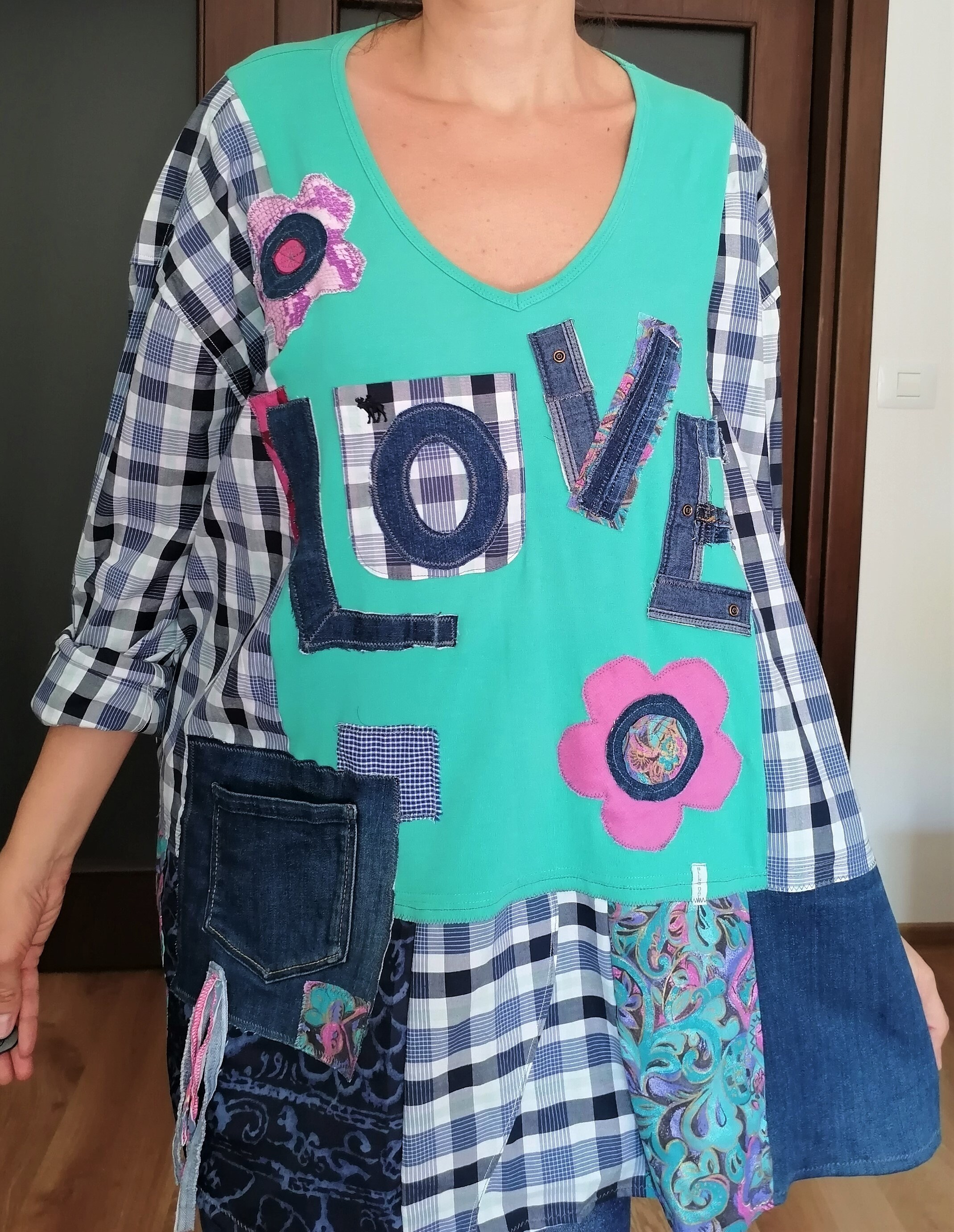 Upcycled Whimsy Boho Tunic, Oversize Shabby Chic Top ,crazy Funky ...