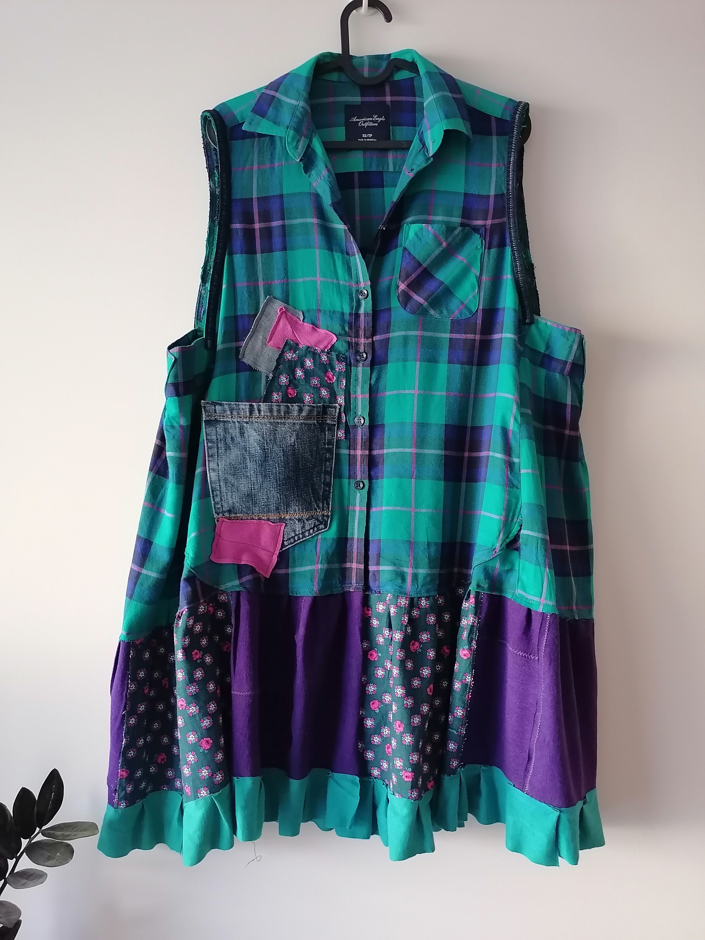 Upcycled Tunic, Shabby Chic Top ,funky Sleeveless Tunic, Crazy Top ...