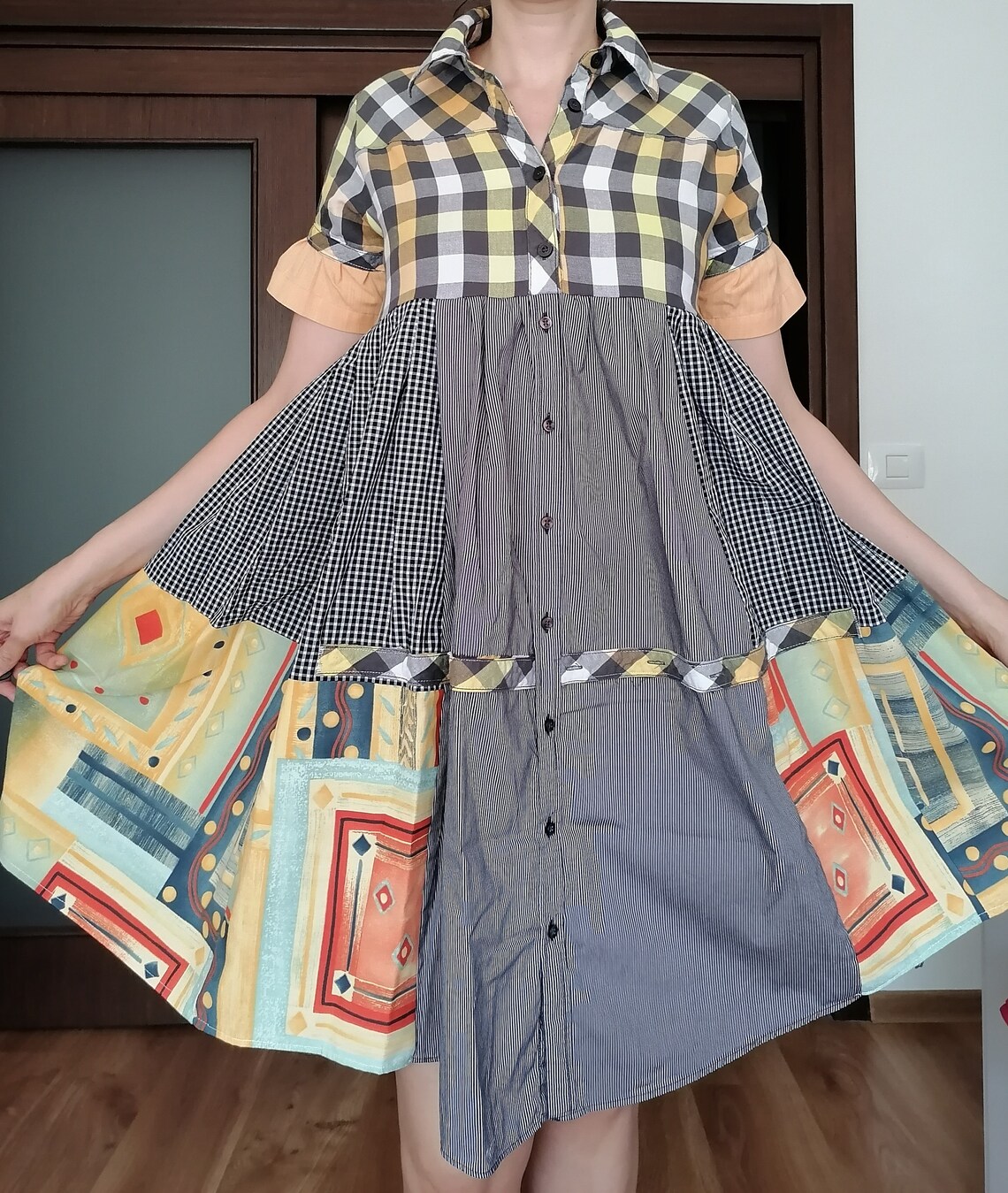 Patchwork Dress Farm Chic Boho Tunic, Upcycled Romantic Gipsy Vintage Tunic, Unique Gift for Her ...