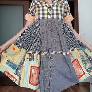 Patchwork Dress Farm Chic Boho Tunic, Upcycled Romantic Gipsy Vintage Tunic, Unique Gift for Her ...