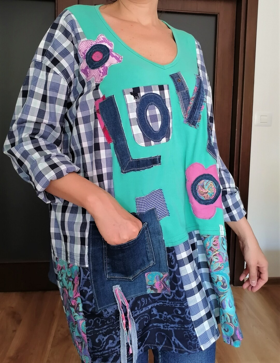 Upcycled Whimsy Boho Tunic, Oversize Shabby Chic Top ,crazy Funky ...