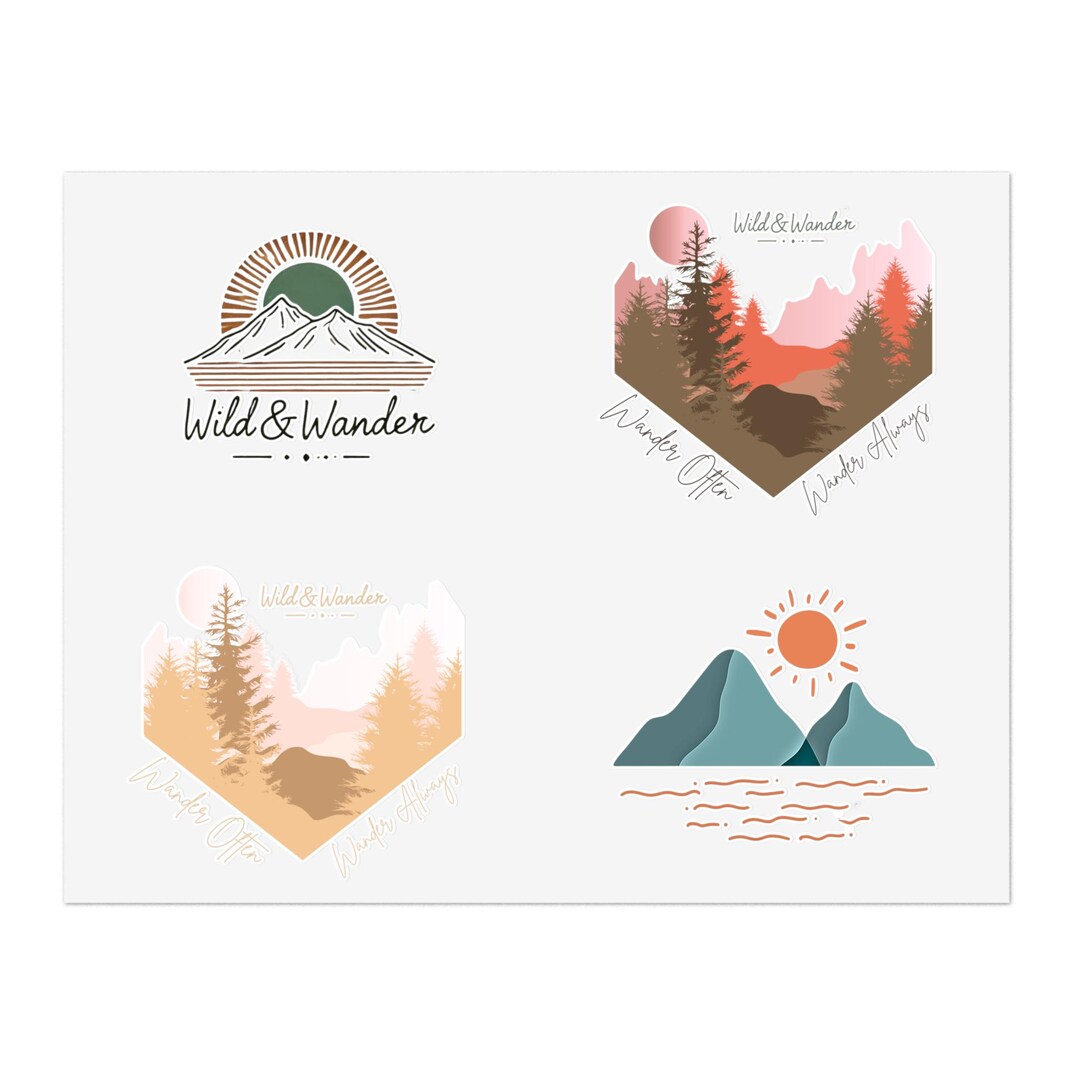 Sunrise Adventure Sticker Sheet - Wild & Wander Nature-inspired Vinyl ...