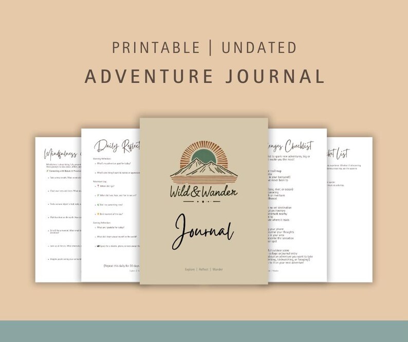 Wild & Wander Adventure Journal | Printable Guided Journal for Nature Lovers and Mindful ...