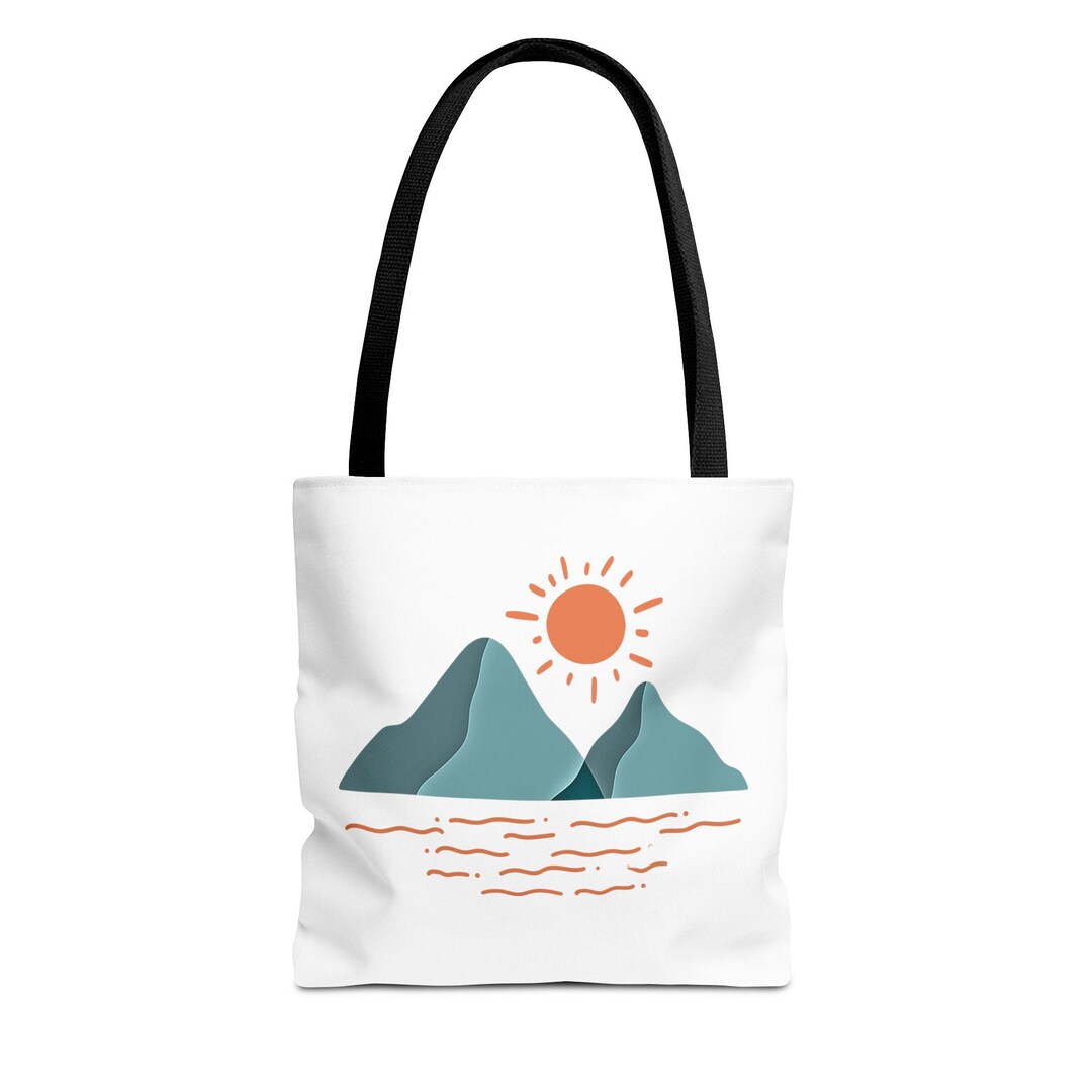 Mountain Sunrise Tote Bag - Minimal Nature Print by Wild & Wander (free ...