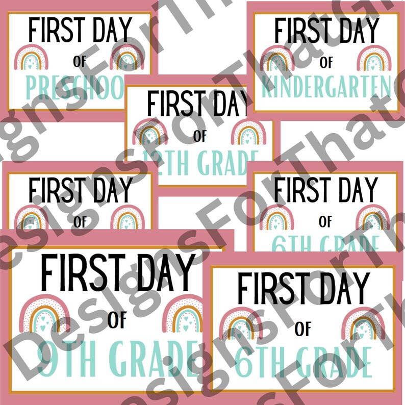 First Day of School, Last Day of School, Boho-rainbow All Grades ...