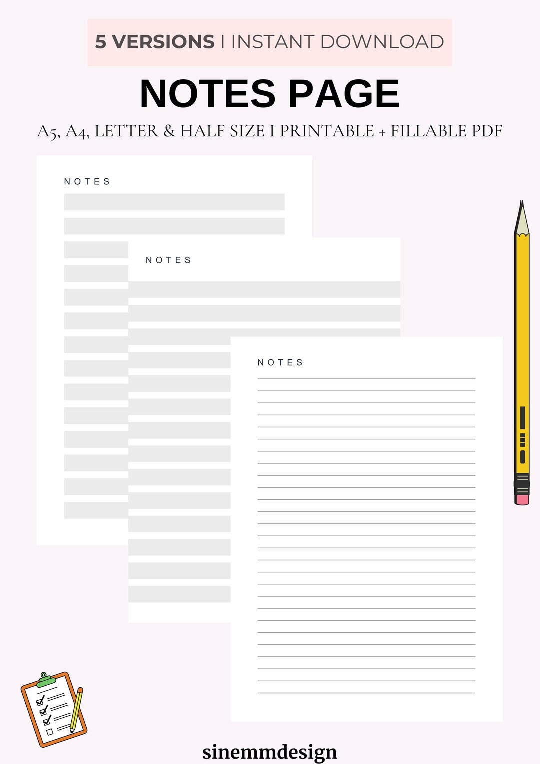 Notes Template, Note Taking, Printable Notes Page, Writing Paper, Notes ...