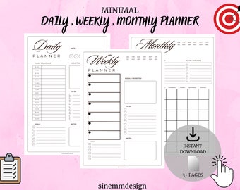 Digital Planner Bundle, Undated Planner, Monthly Weekly Daily Digital ...