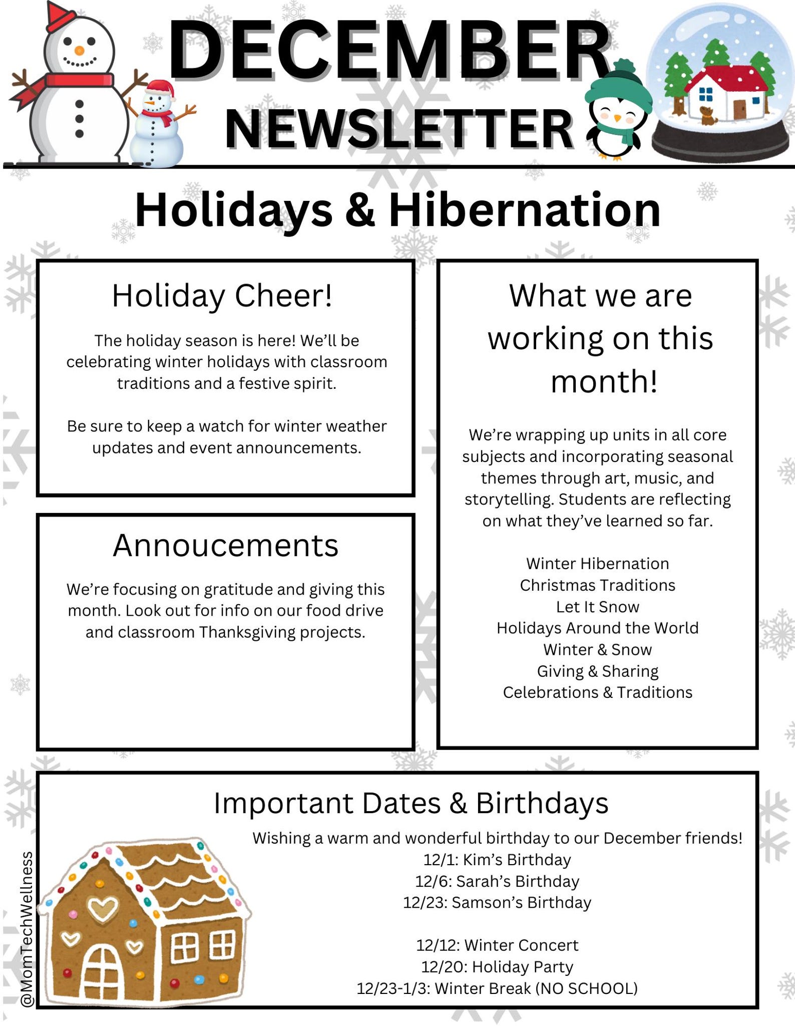 December Newsletter Template - Etsy