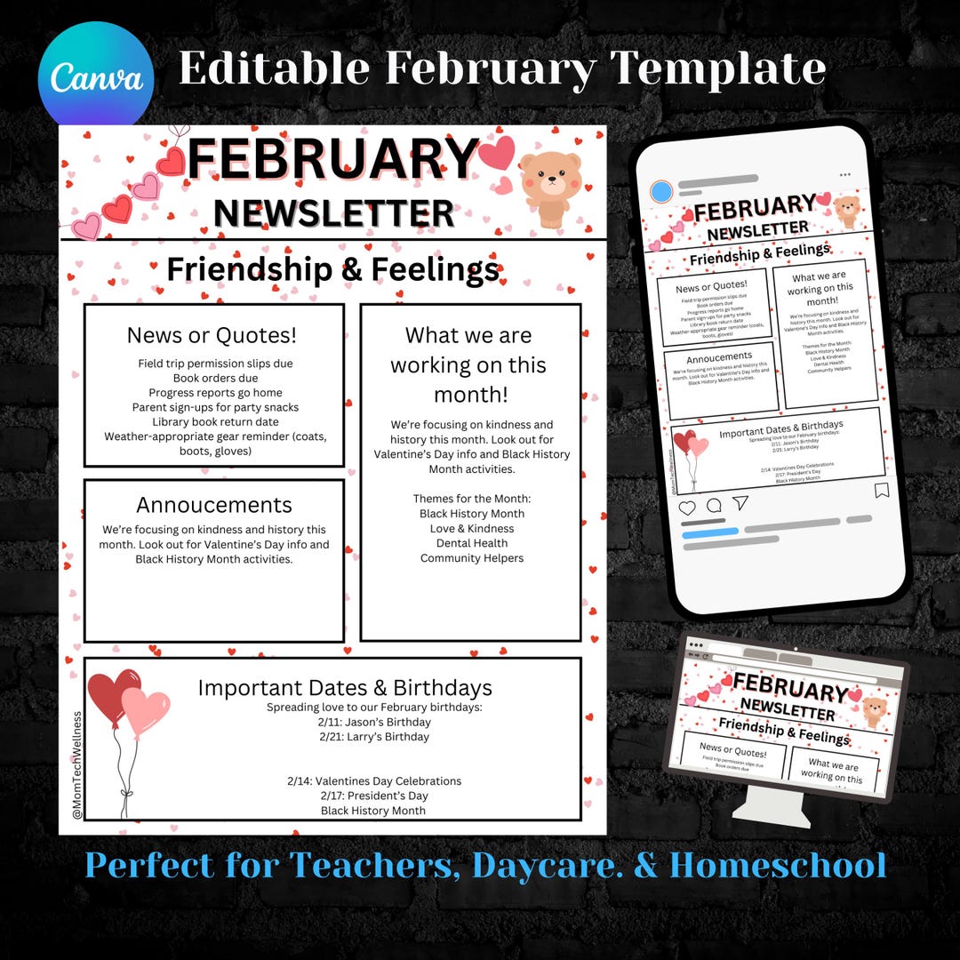 February Newsletter Template - Etsy