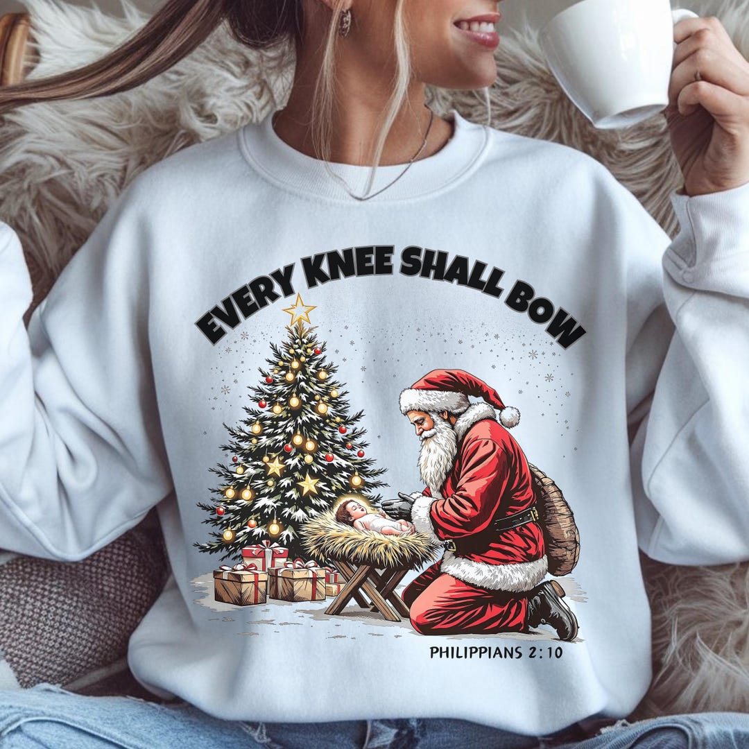 Every Knee Shall Bow Png,nativity Scene Png,kneeling Santa and Baby ...