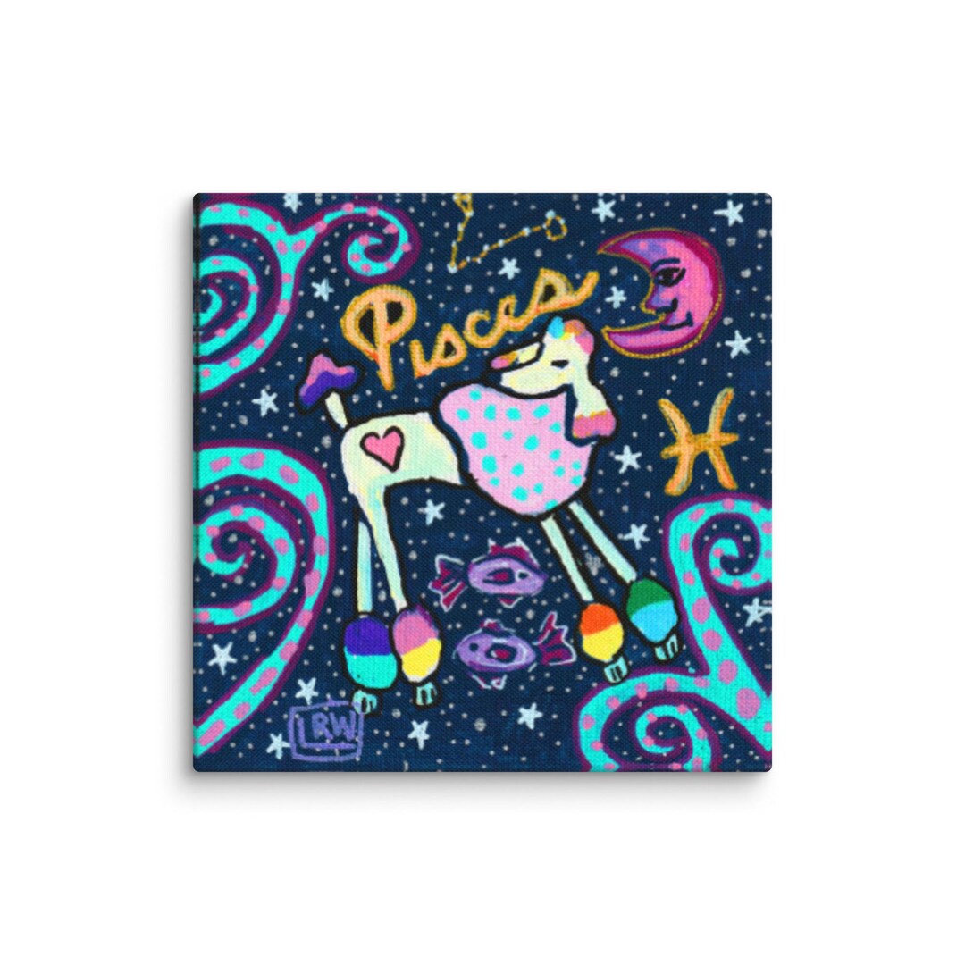 Pisces Poodle Canvas Print: Zodiac Dog Astrology Art, 10x10 - Etsy